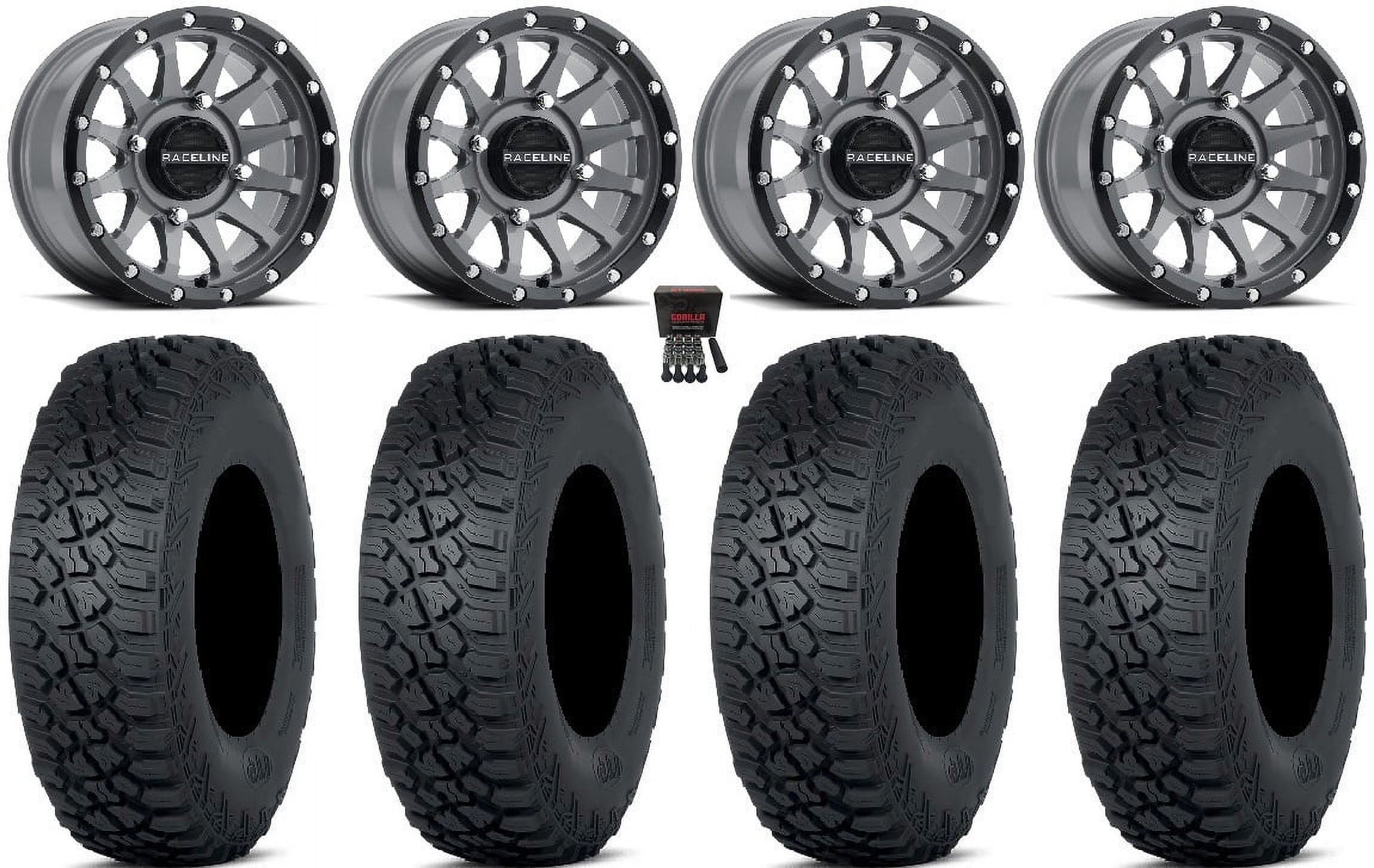 Raceline Trophy 15" Wheels Grey 30" Tenacity XNR 8ply Tires Sportsman ...