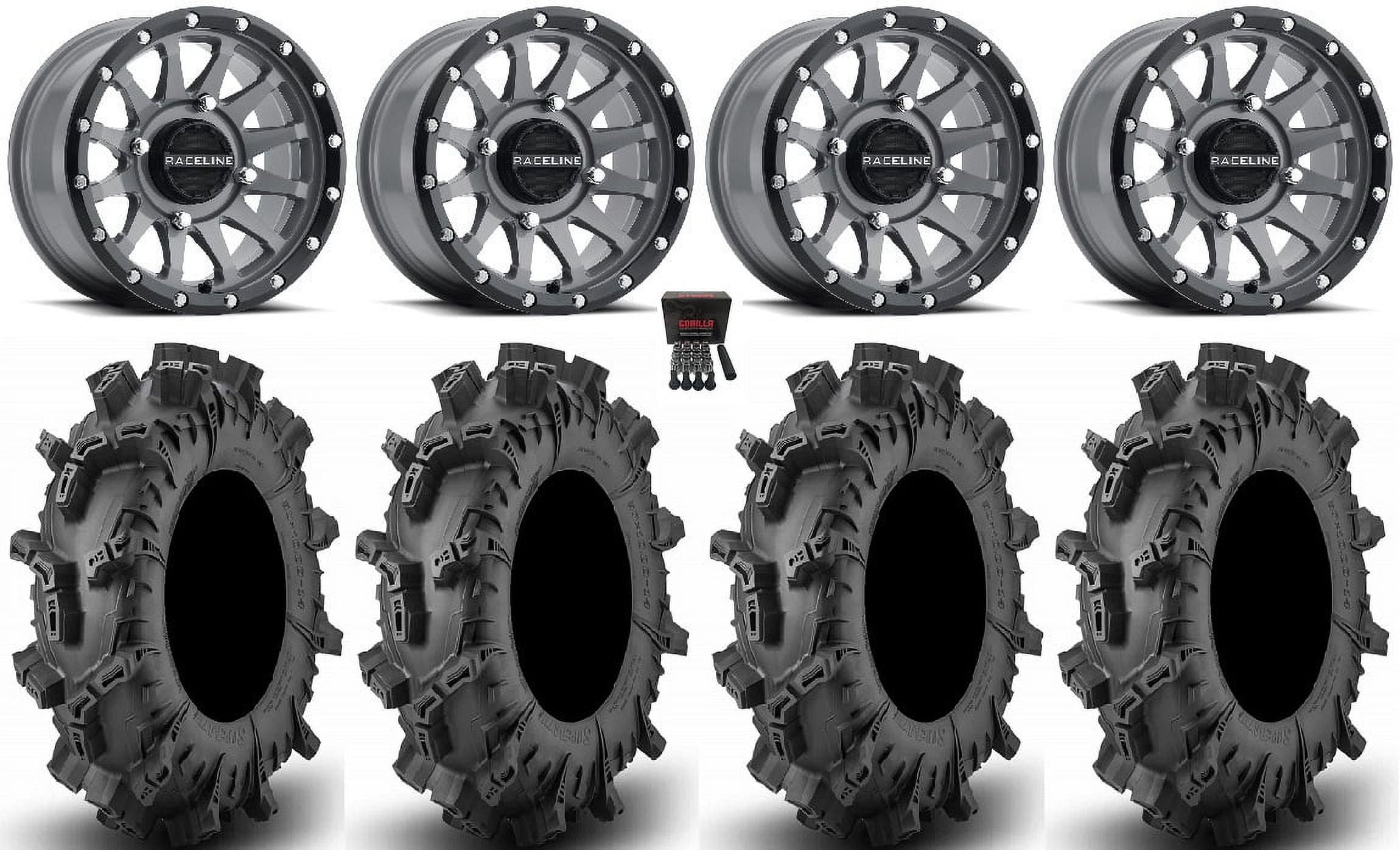 Raceline Trophy 15" Wheels Grey 32" Terminator Max Tires Can-Am ...