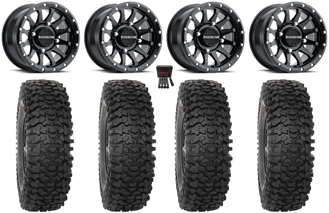 Raceline Trophy 15x6 Wheels Black 32" RC500 Tires Can-Am Maverick X3 ...