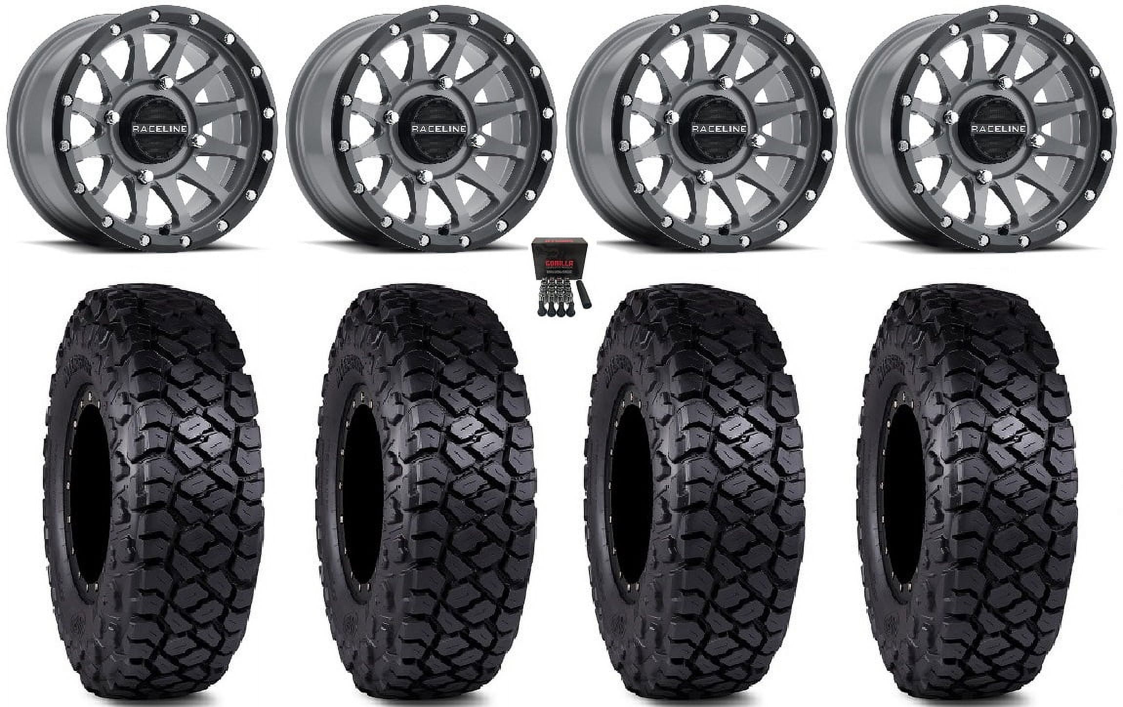 Raceline Trophy 15x6 Wheels Grey 32" Intersect Tires Sportsman RZR ...