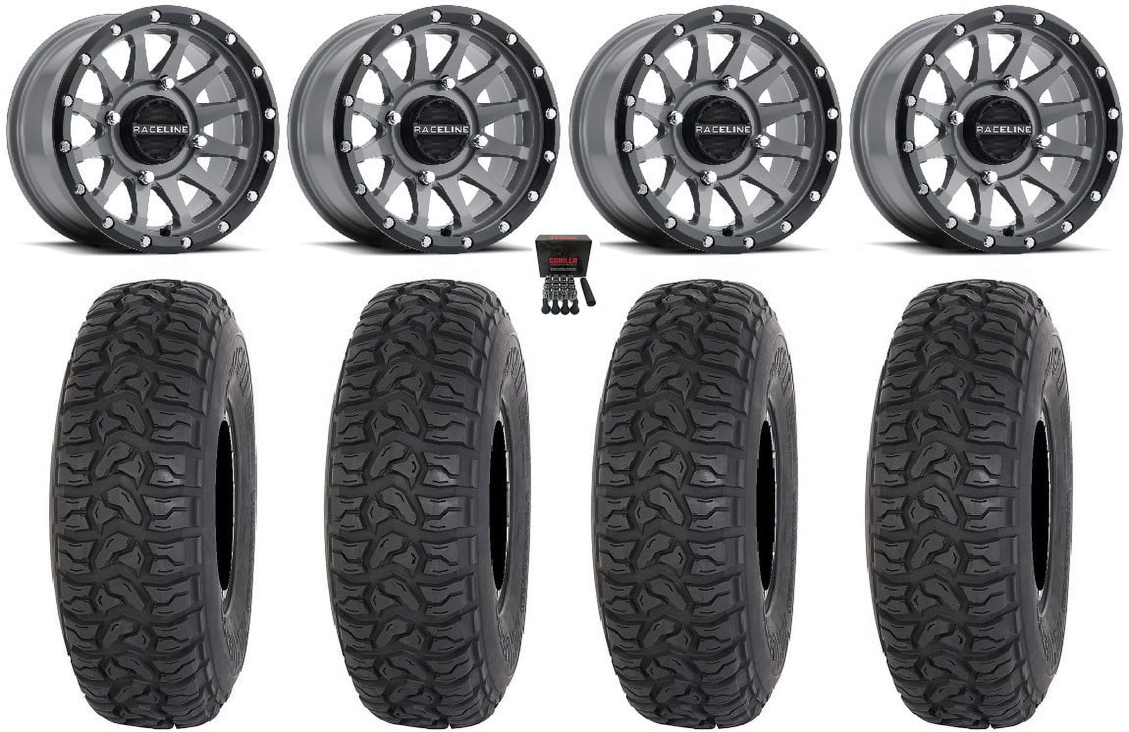 Raceline Trophy 15x6 Wheels Grey 35" Chicane LT Tires Sportsman RZR ...