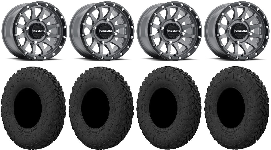 Raceline Trophy 15x7 Wheels Grey 30" Gripper R/T Tires Can-Am Commander ...