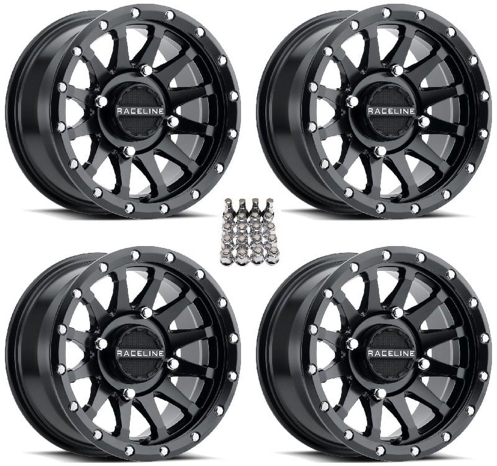Raceline Trophy ATV Wheels/Rims Black 14" Honda Rincon Yamaha Rhino ...