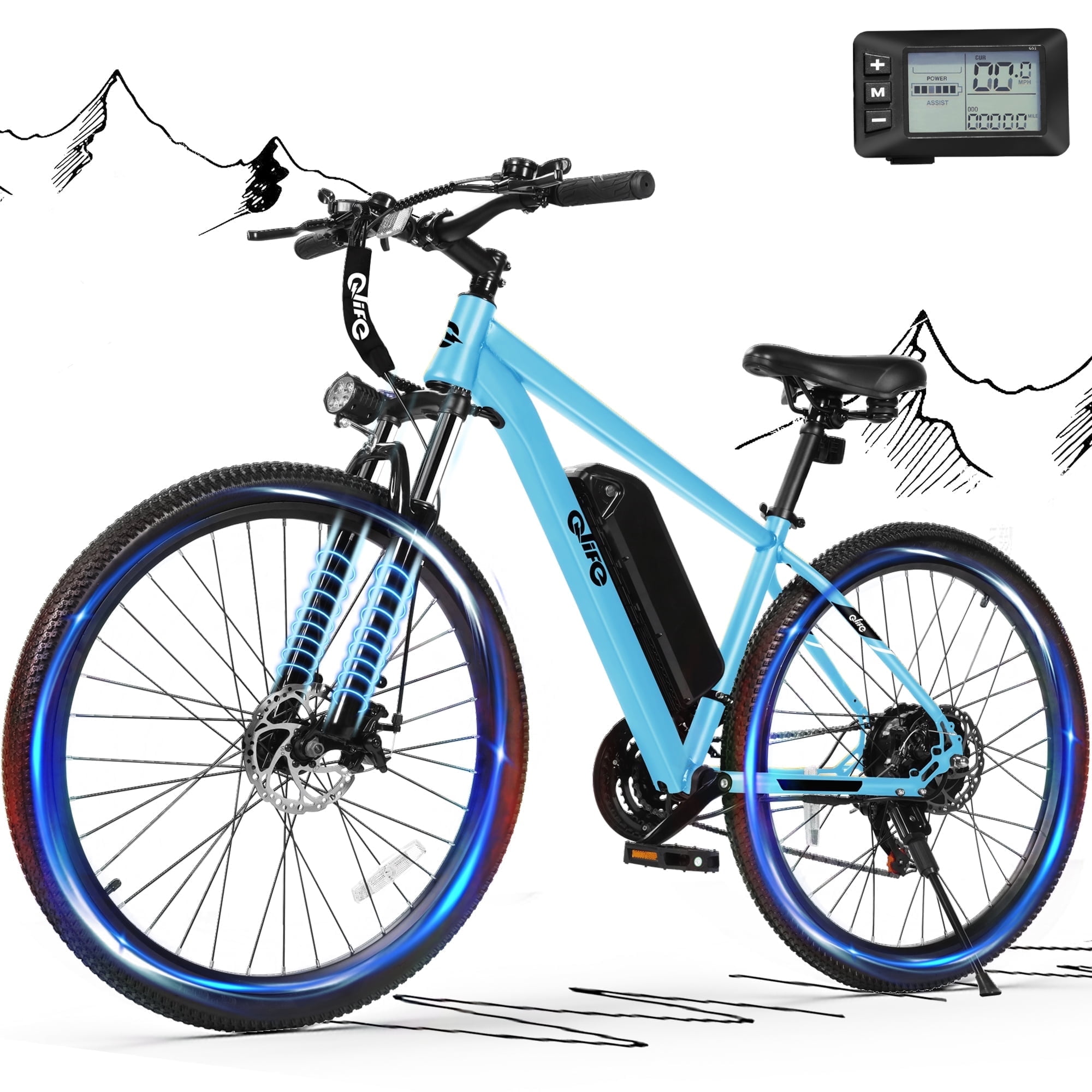 Qlife Electric Bike for Adults - 21-Speed Mountain Lightweight Ebike with Peak 750W 20MPH ...