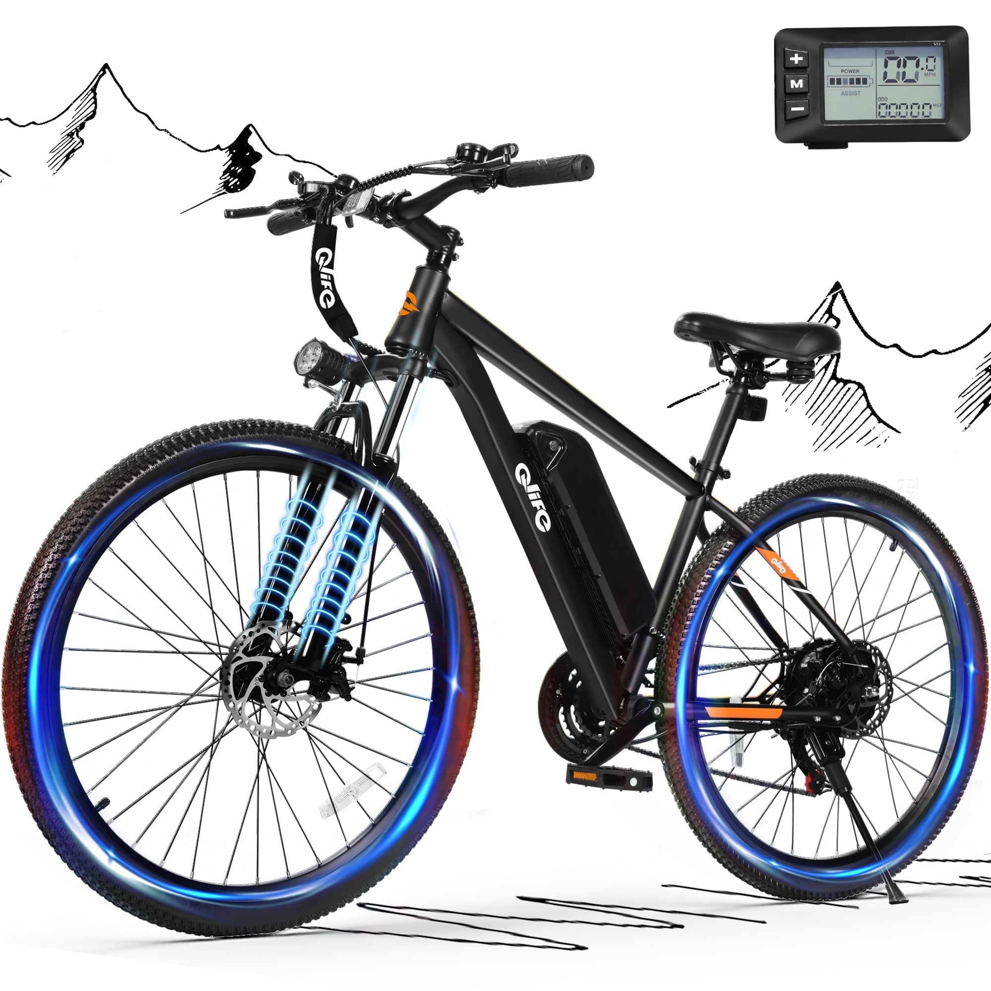 Qlife Electric Bike for Adults - 21-Speed Mountain Lightweight Ebike ...