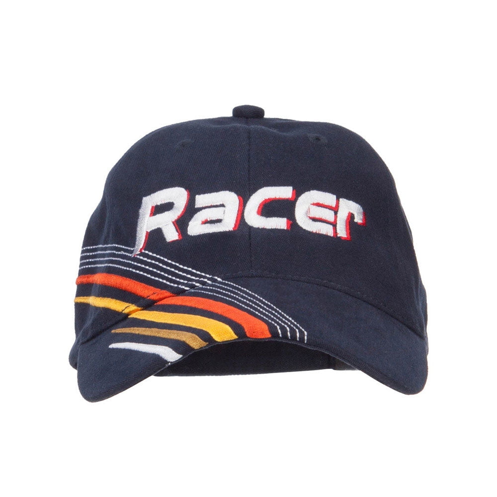 Racer Embroidered Deluxe Cotton Cap - Navy OSFM - Walmart.com