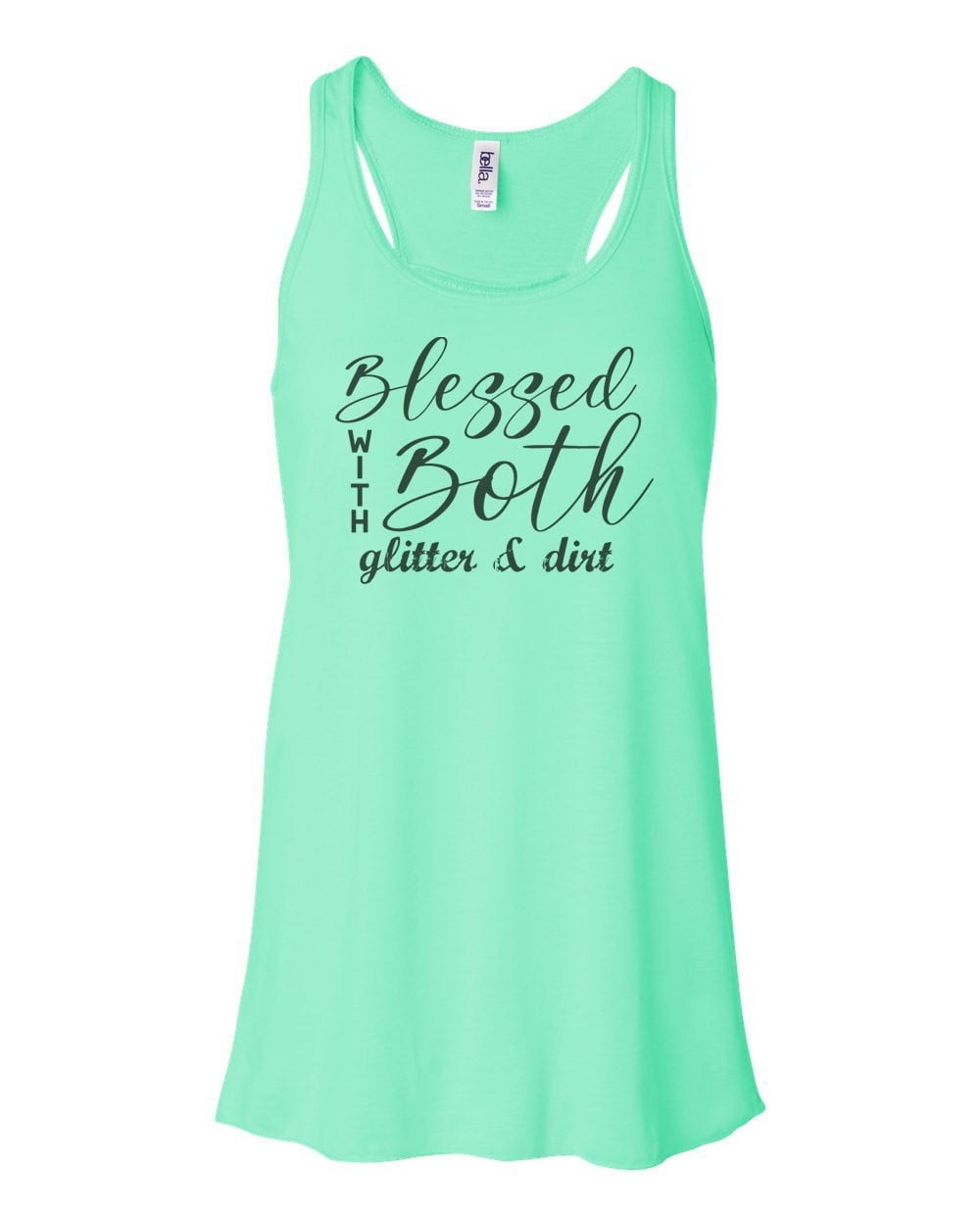 "Racerback, Boy And Girl Mom, Blessed With Both Glitter And Dirt, Gift For Mom, Soft Bella ...