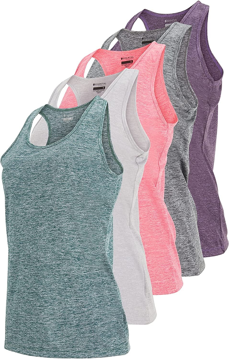 Athletic Yoga Racerback Tank Tops for Women | Gym Workout 5 Pack Large ...