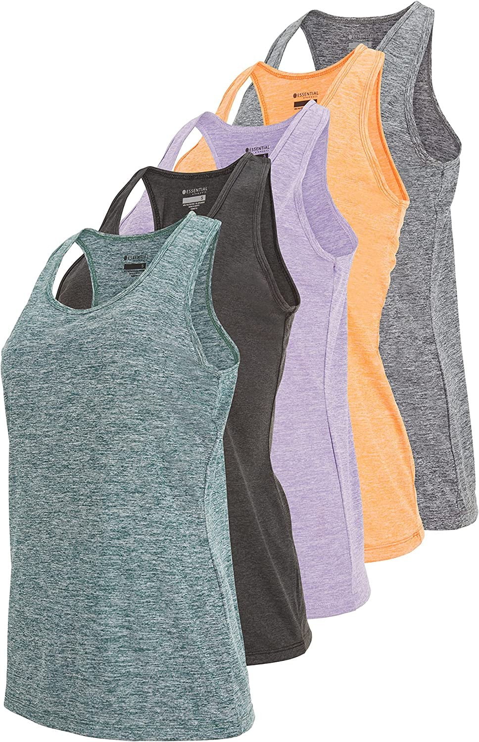 Essential Elements Breathable Racerback Tank Tops, 5 Count Per Pack XXL ...