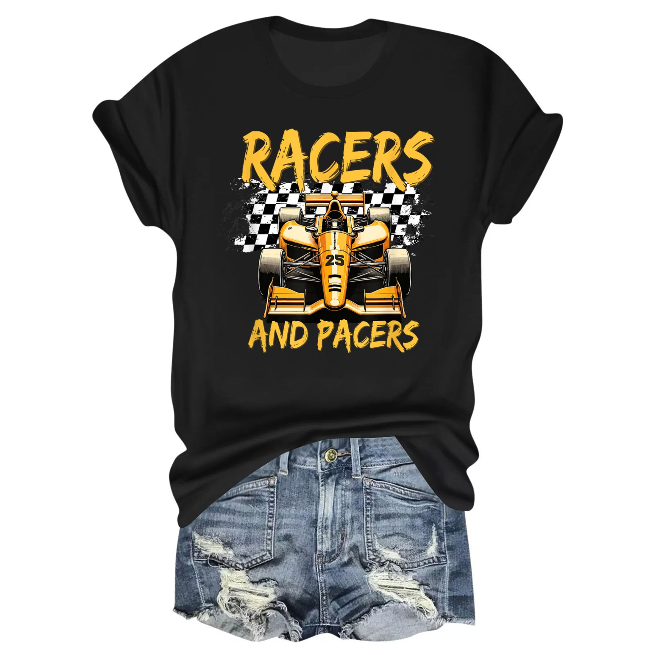 Racers and Pacers T-Shirt – Bold Racecar and Checkered Flag Art ...
