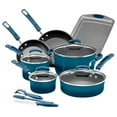 Rachael Ray 14-Piece Nonstick Home Kitchen Cooking Set, Hard Enamel ...