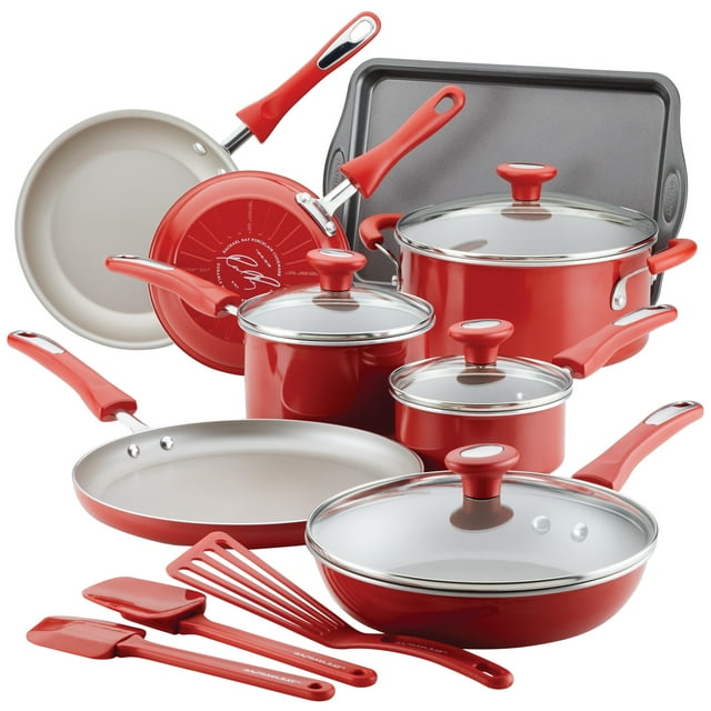 Rachael Ray 15-Piece Get Cooking! Aluminum Nonstick Pots and Pans Set ...