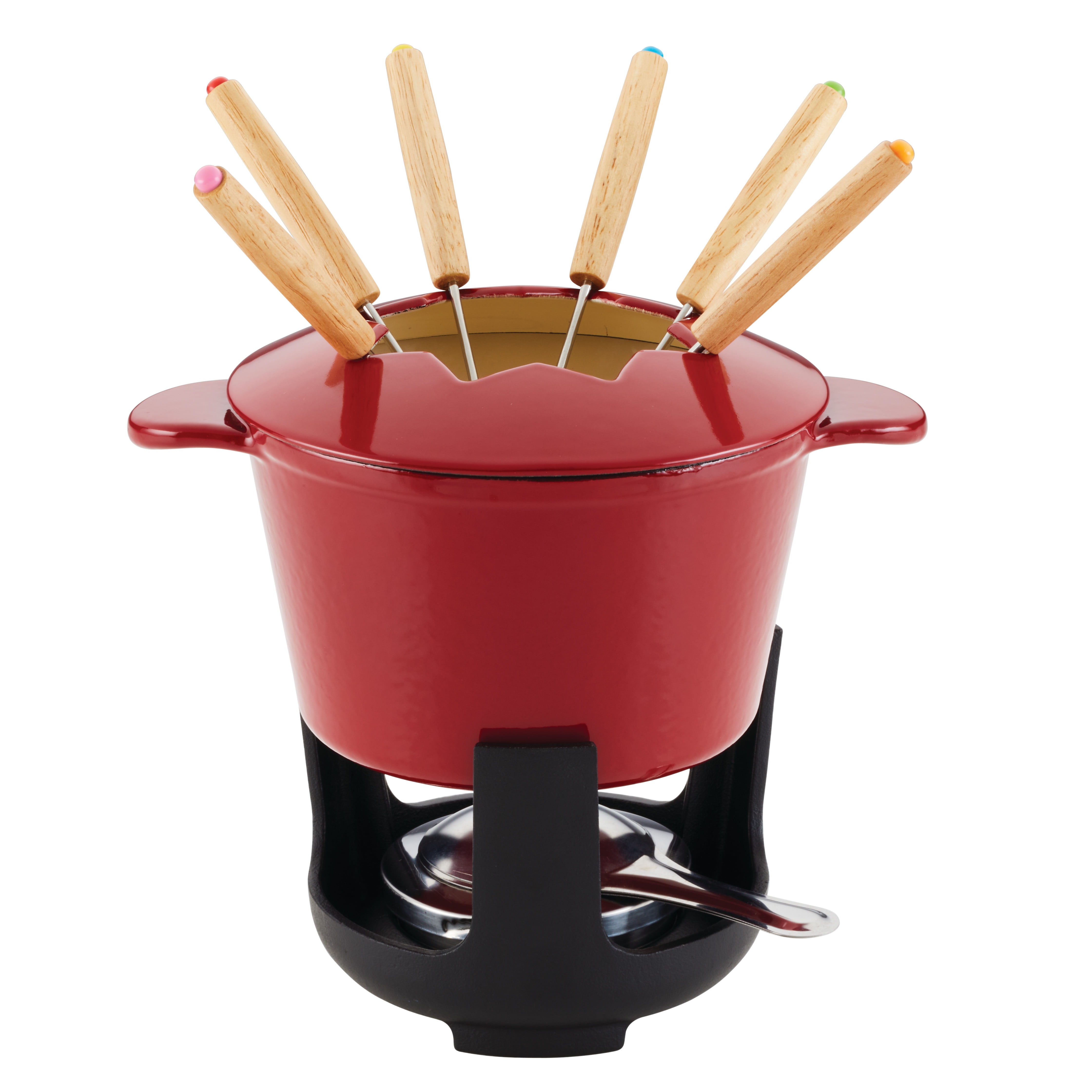 Rachael Ray Cast Iron Fondue Pot Set, 1.5 Quart, Red - Walmart.com