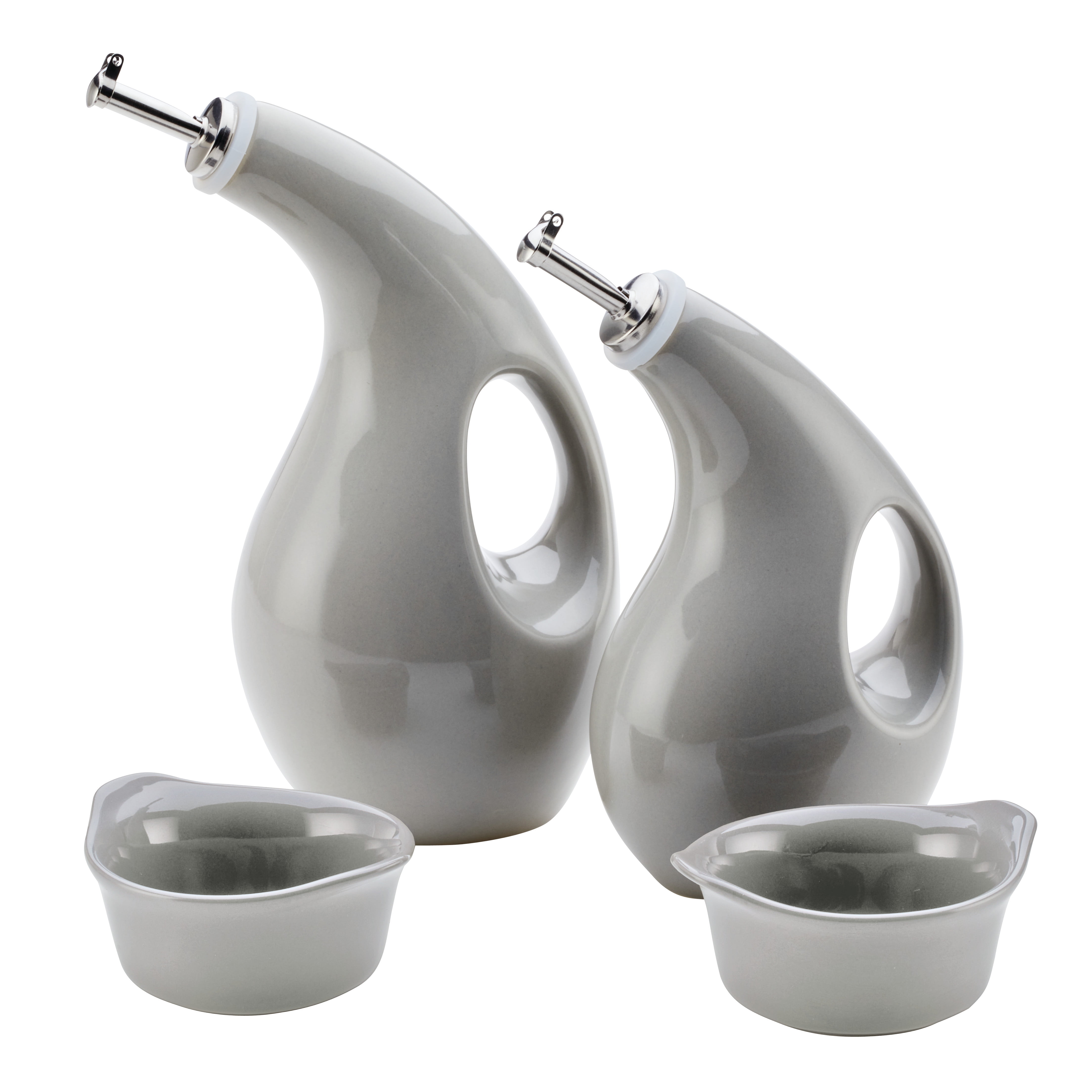 Rachael Ray Ceramics EVOO and Ramekin Dipper Set, 4-Piece, Light Sea ...