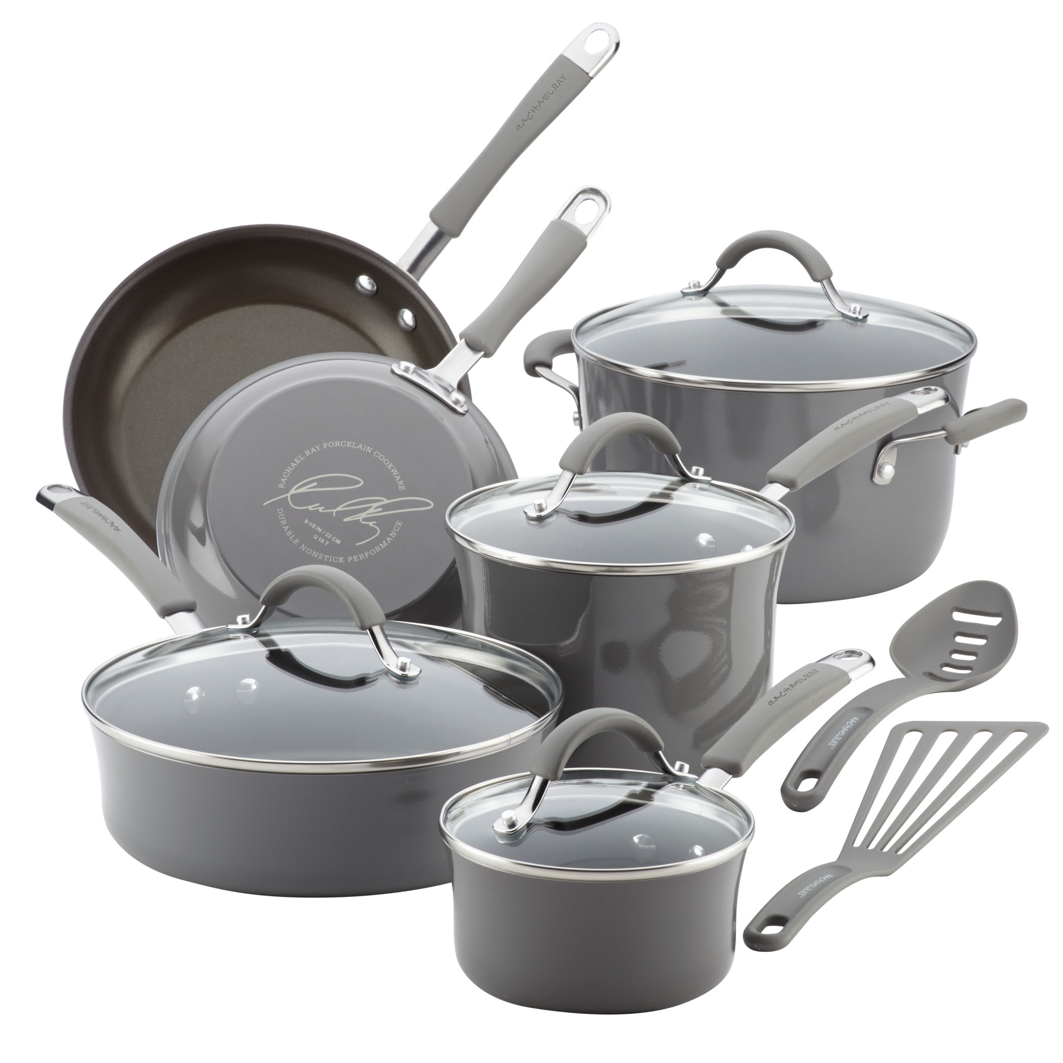 Rachael Ray Cucina 12-Piece Nonstick Cookware Set, Hard Porcelain ...