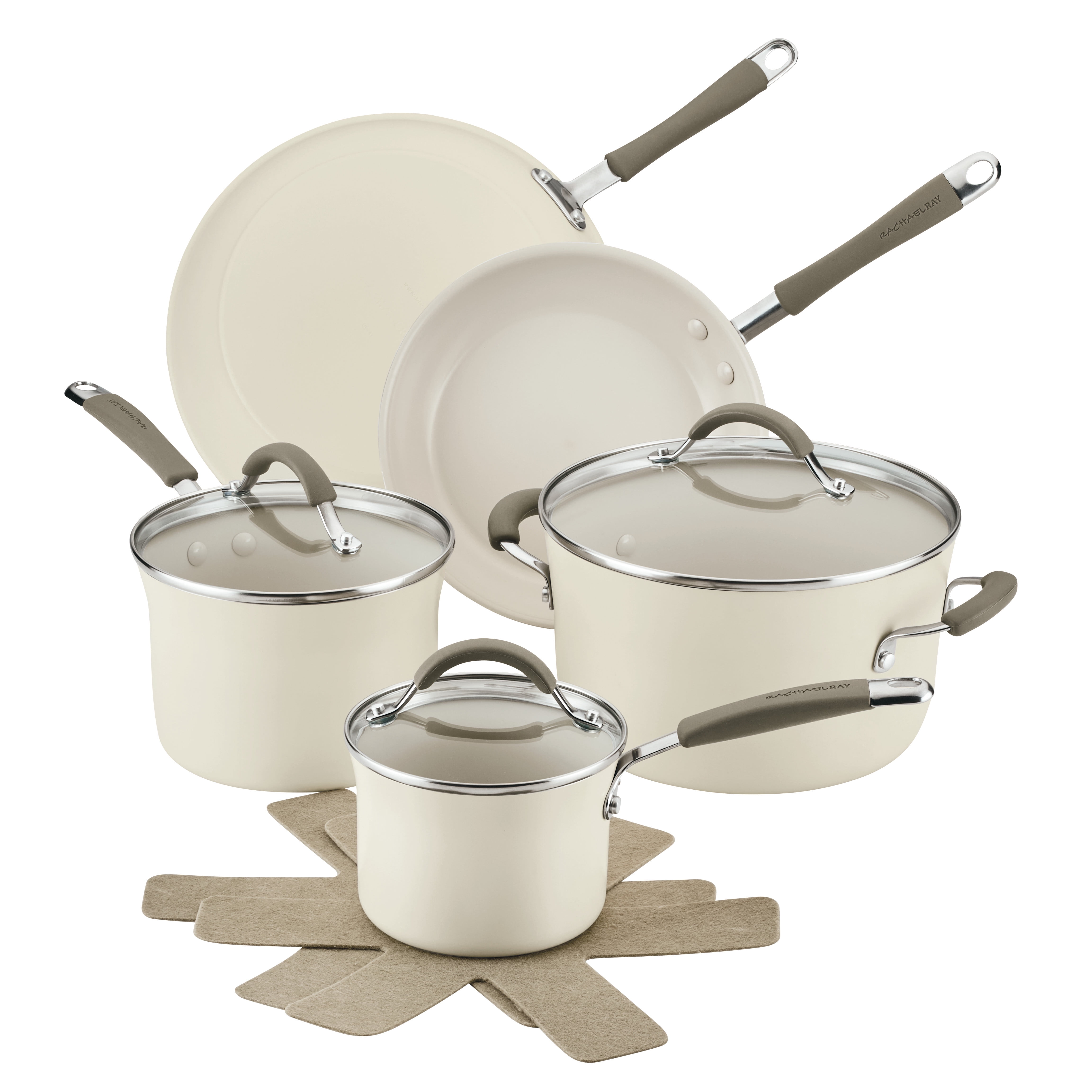 Rachael Ray Cucina Ceramic Nonstick Cookware 10 Piece Pots and Pans Set ...