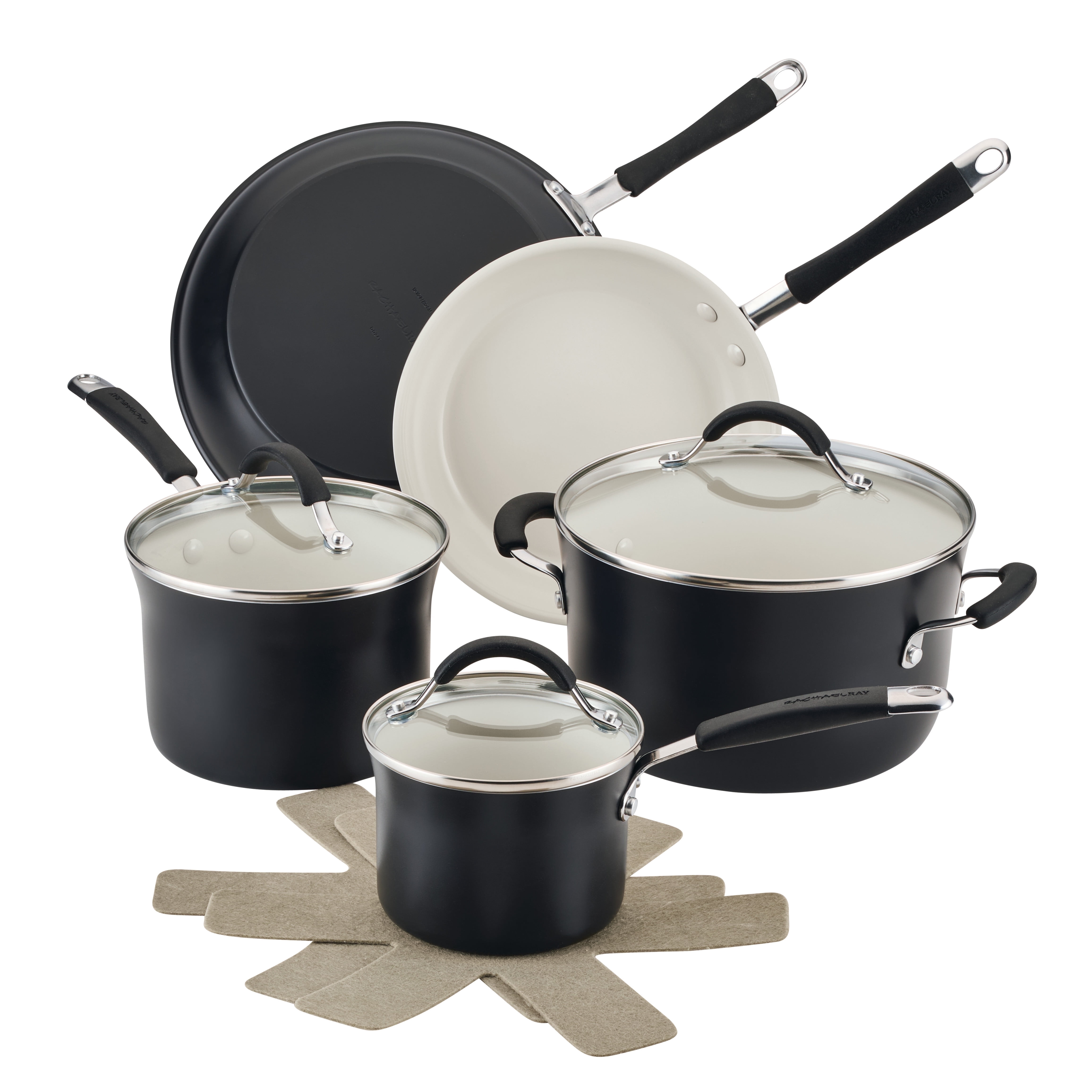 Rachael Ray Cucina Ceramic Nonstick Cookware 10 Piece Pots and Pans Set ...