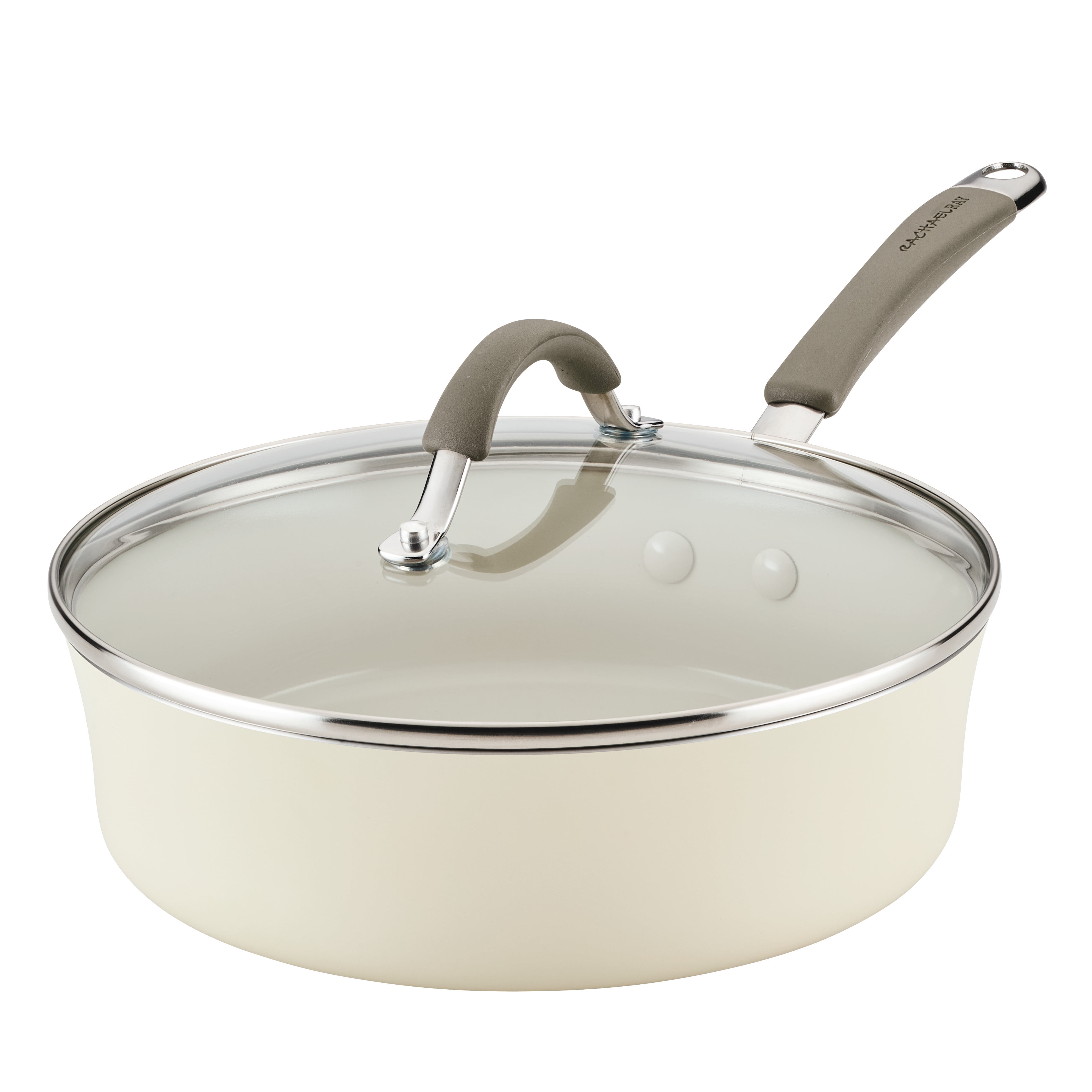 Rachael Ray Cucina Ceramic Nonstick Saute Pan with Lid, 3-Quart, Almond ...