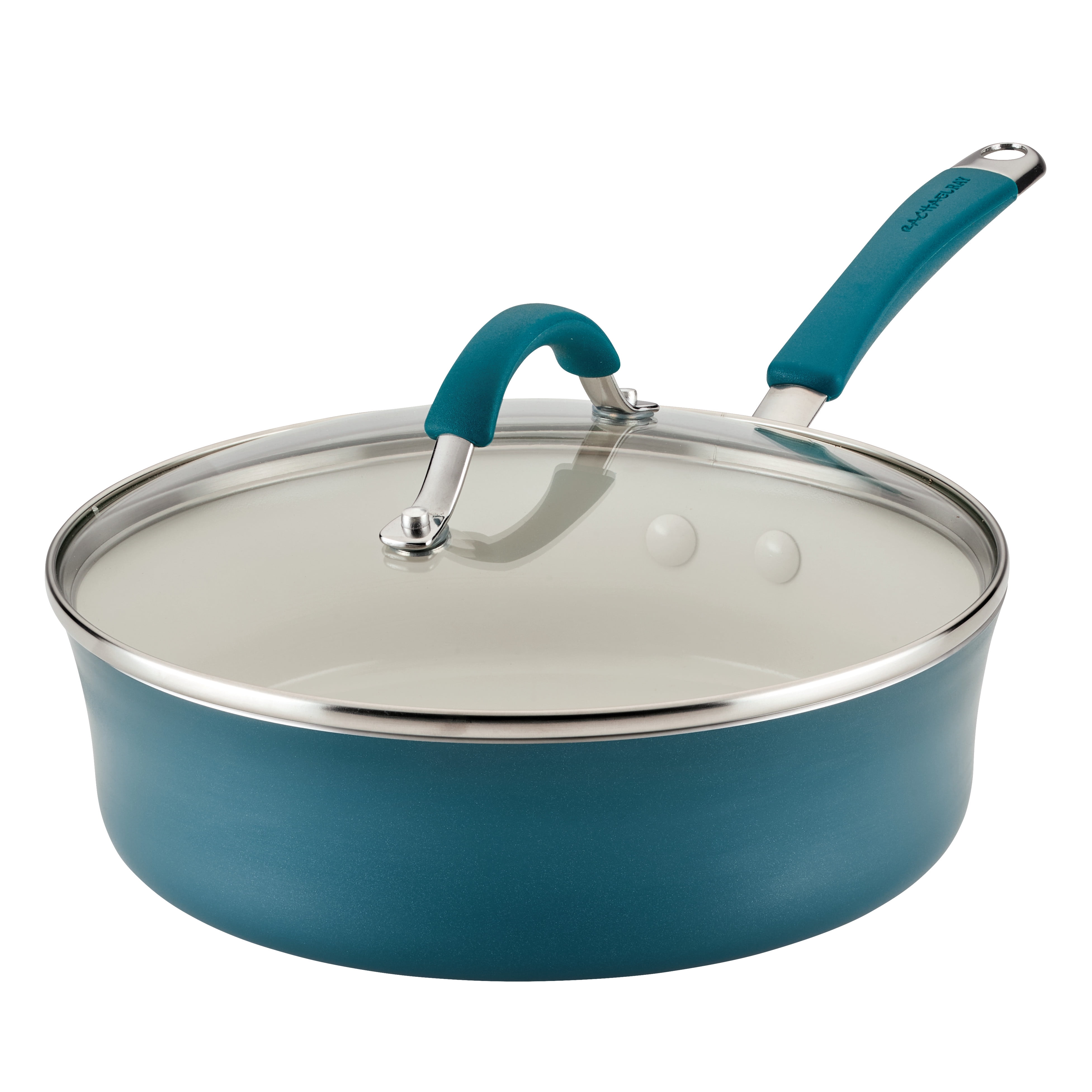 Rachael Ray Cucina Ceramic Nonstick Saute Pan with Lid, 3-Quart, Marine ...