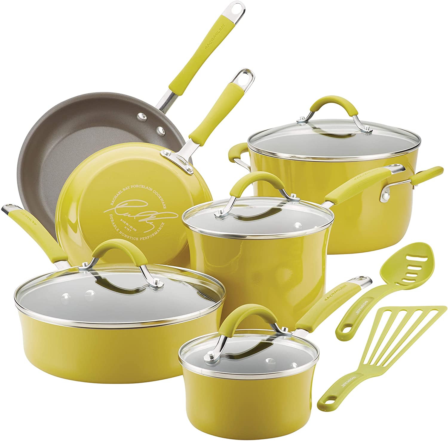 Rachael Ray Cucina Nonstick Cookware Pots and Pans Set, 12 Piece ...
