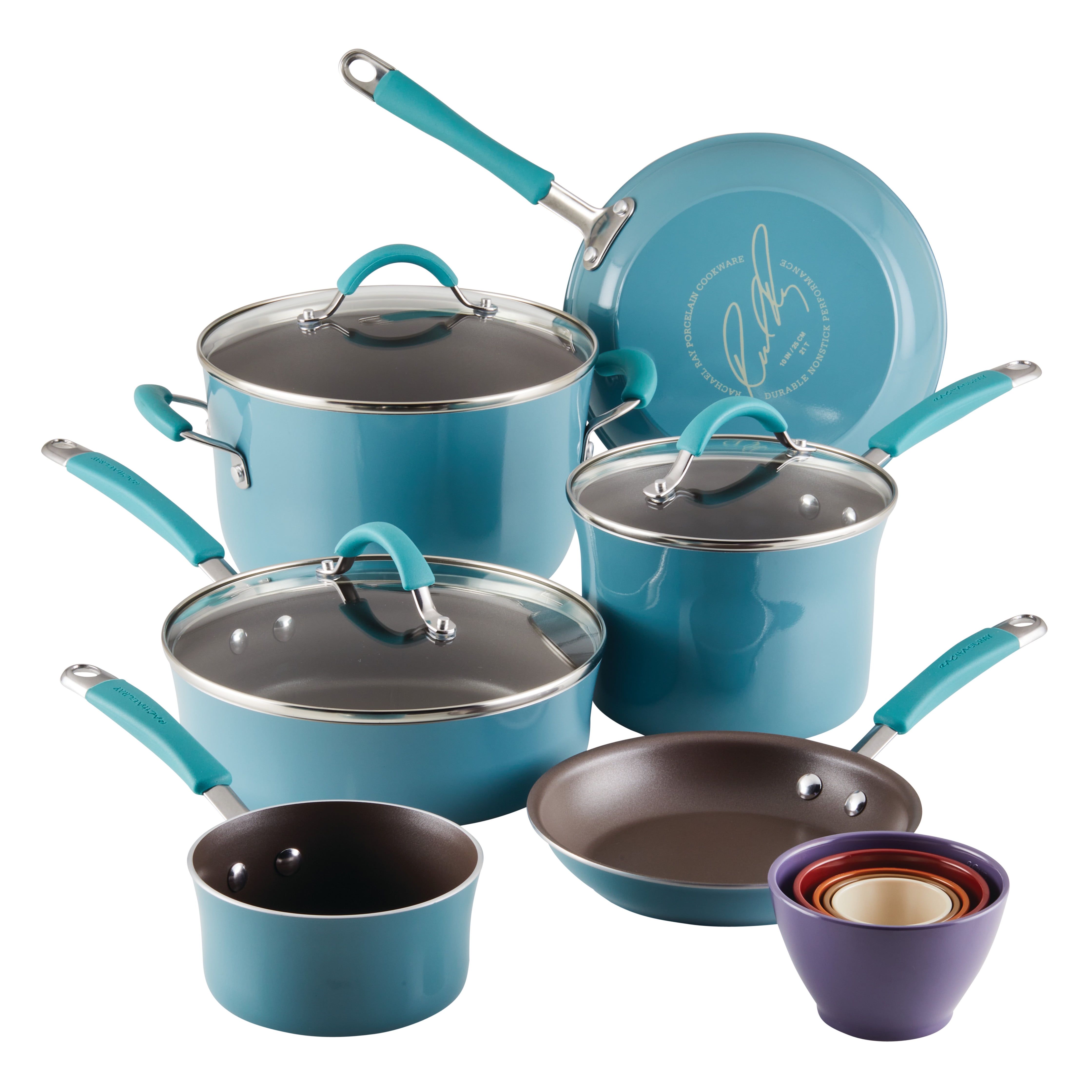 Rachael Ray Cucina Porcelain Enamel Nonstick Cookware and Measuring Cup ...
