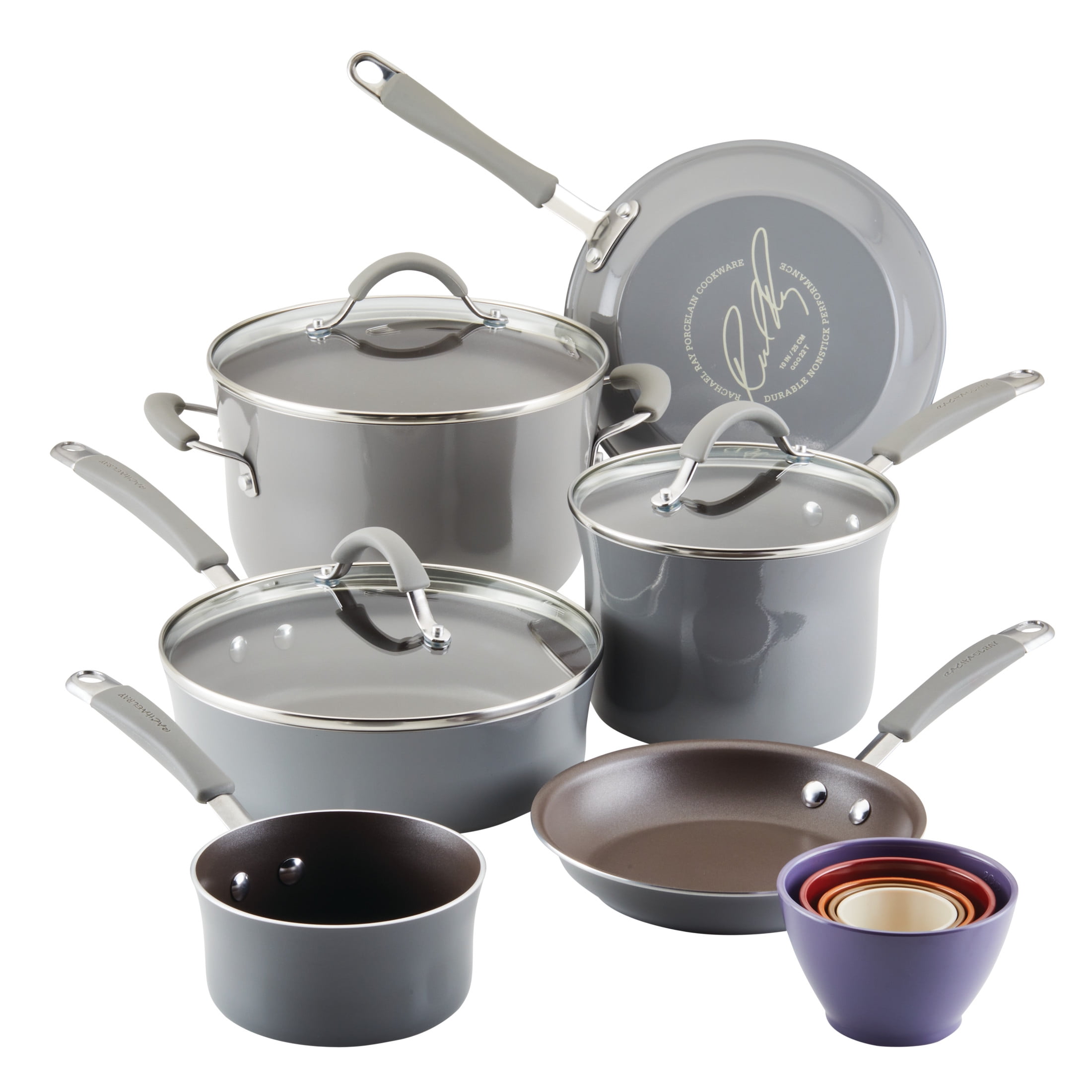 Rachael Ray Cucina 14-Piece Kitchenware, Nonstick Cookware, Pots ...
