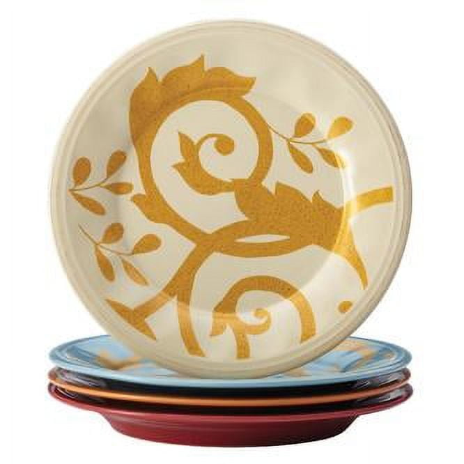 Rachael Ray Dinnerware Gold Scroll 4-Piece Salad Plate Set Assorted ...
