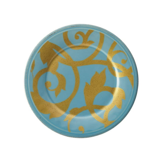 Rachael Ray Dinnerware Gold Scroll 8 inch Salad Plate, Agave Blue ...