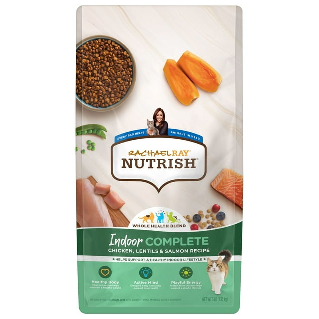 Rachael Ray Nutrish Indoor Complete Dry Cat Food, Chicken & Salmon, 3 ...