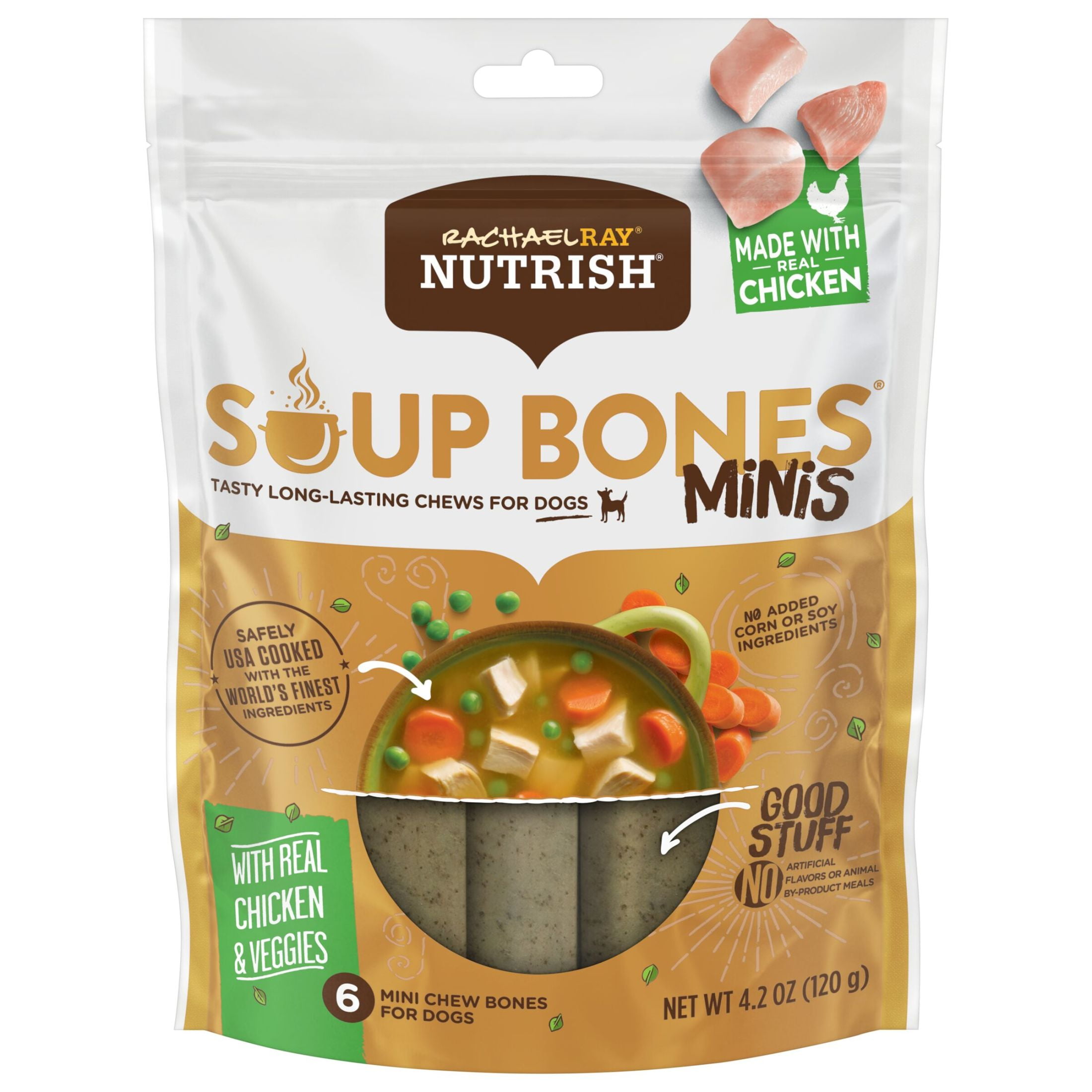 Rachael Ray Nutrish Soup Bones Minis, Real Chicken & Veggies Dog Treats ...