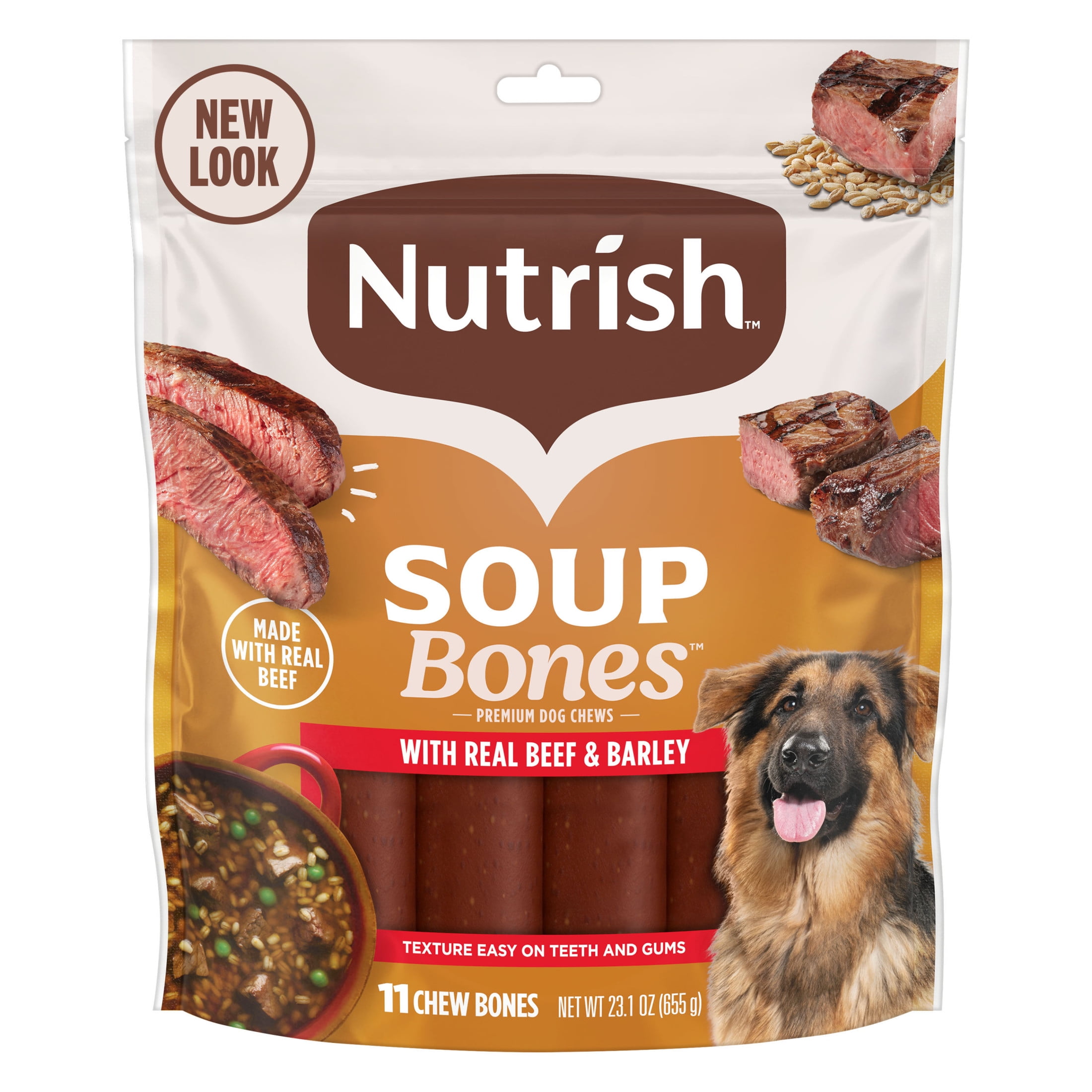 Nutrish Soup Bones Dog Chews with Real Beef & Barley, 11 Chews ...