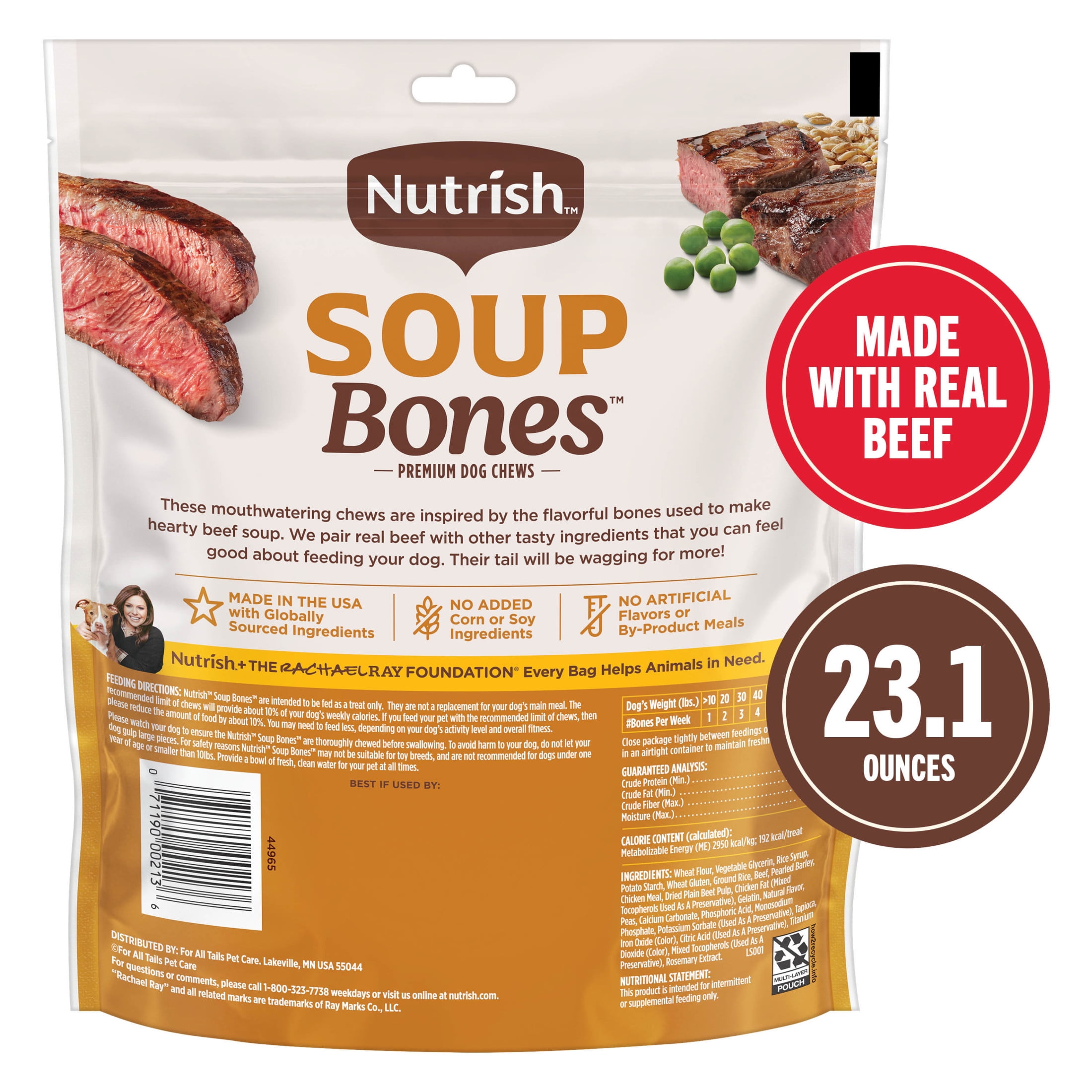 Nutrish Soup Bones with Real Beef and Barley, Long-Lasting Dog Chews ...
