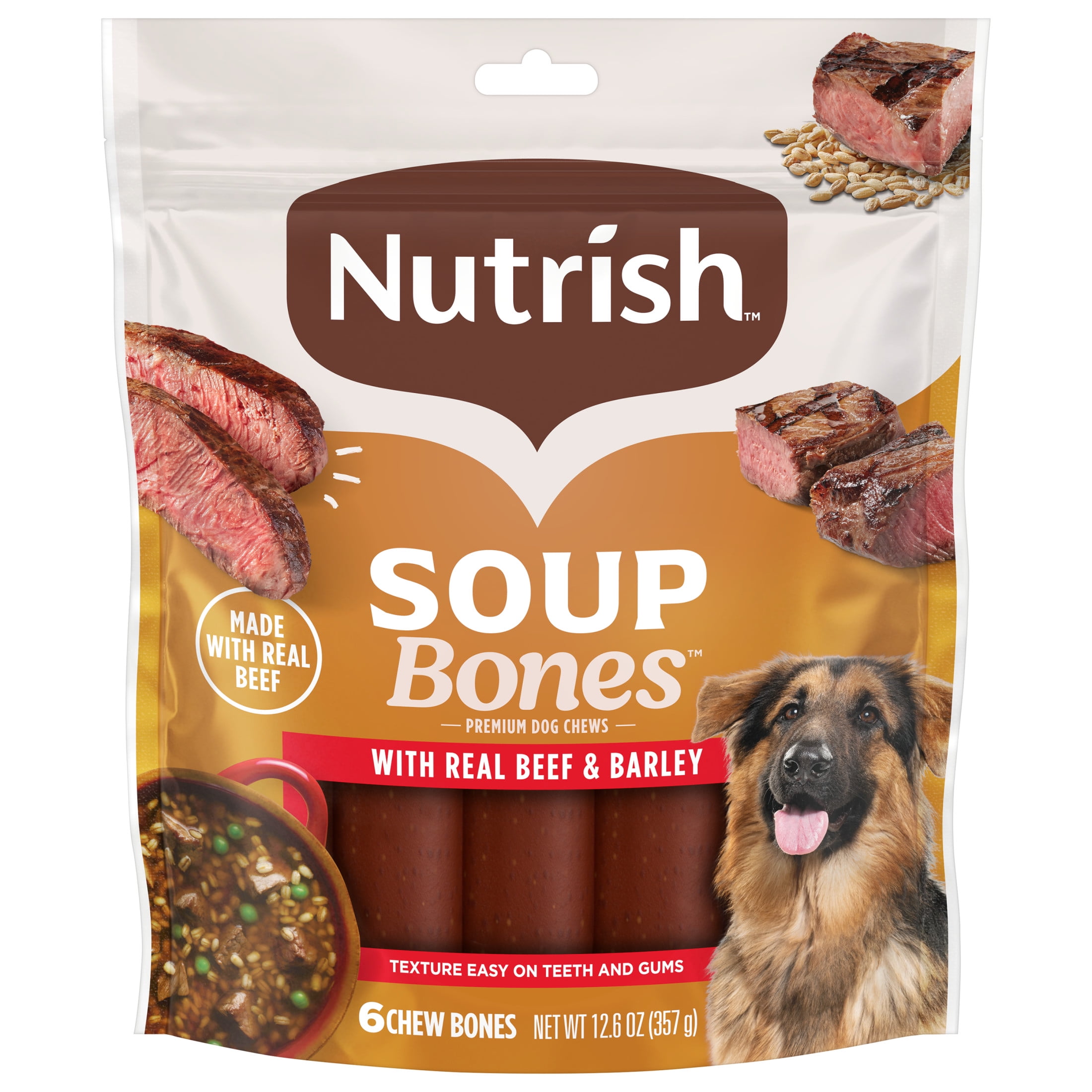 Nutrish, Soup Bones Dog Chews, 6 Chews, Real Beef and Barley - Walmart.com