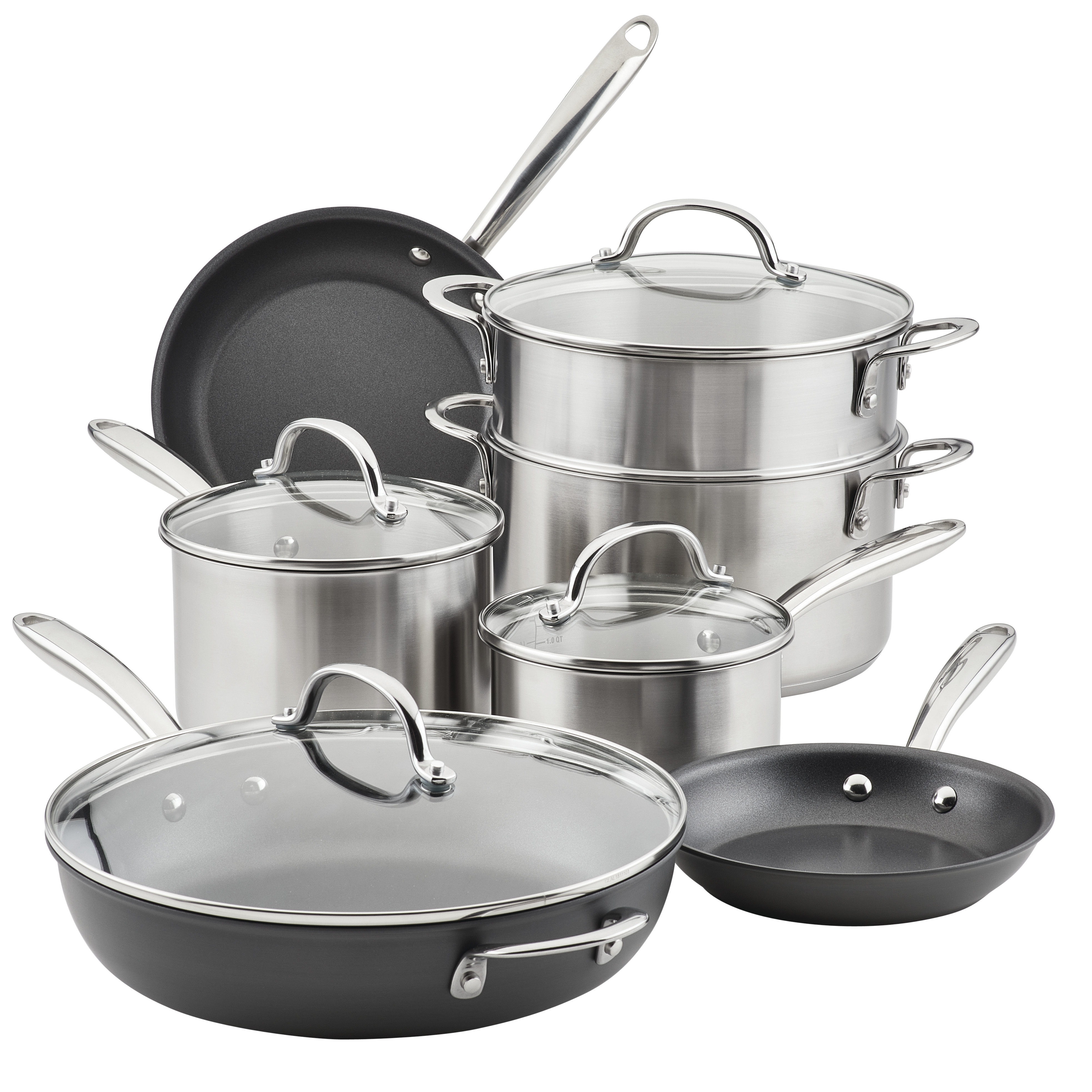 Rachael Ray 15-Piece Classic Brights Nonstick Pots and Pans/Cookware ...