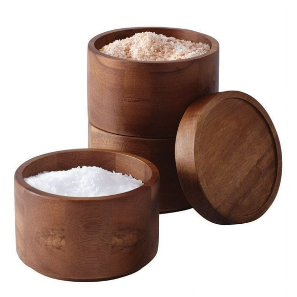 Elegant Wooden Salt Containers for Kitchen Storage and Seasonings