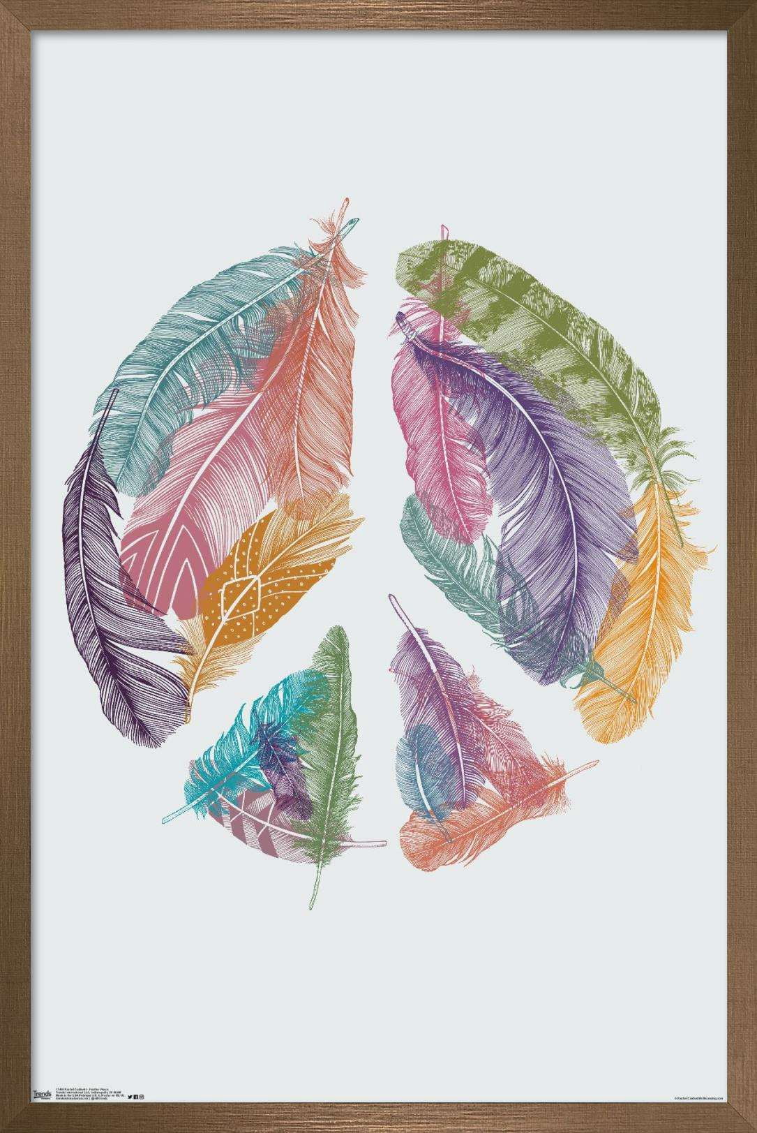 Rachel Caldwell - Feather Peace Wall Poster, 22.375" x 34", Framed ...