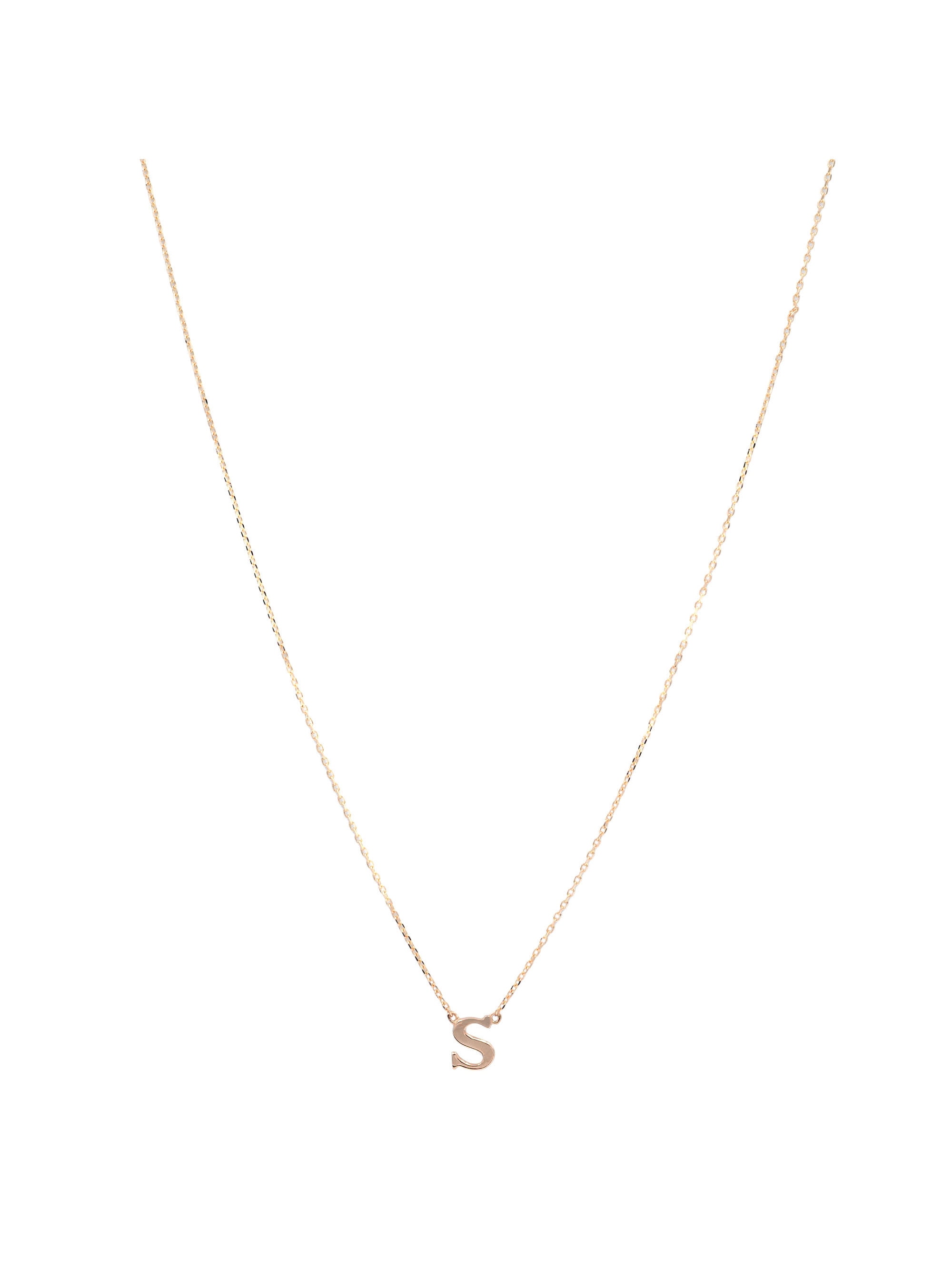 Rachel Koen 'S' Letter Pendant Chain Necklace 14k Yellow Gold 16 Inches ...