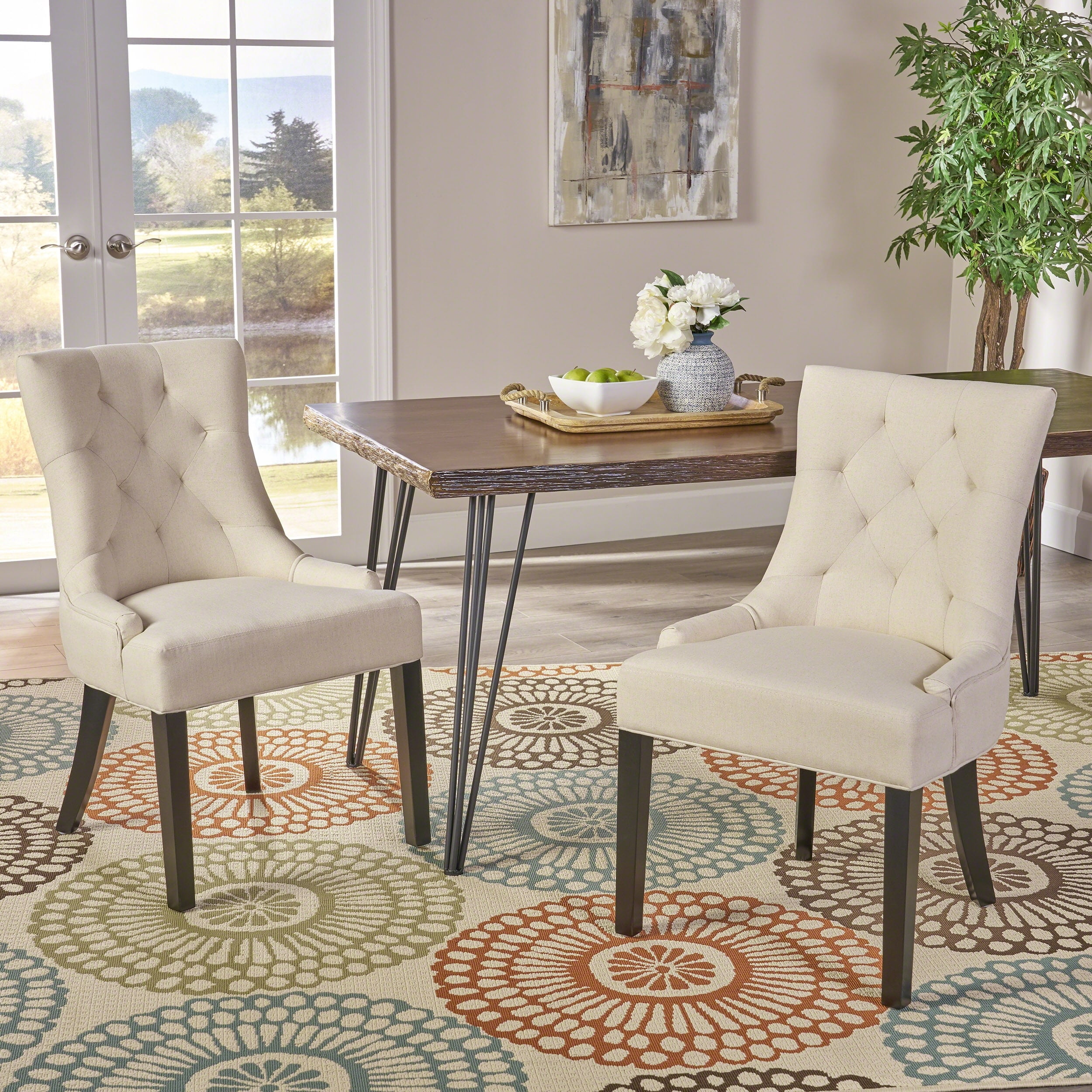 Fdw set of 4 brown leather contemporary elegant design dining chairs home room store