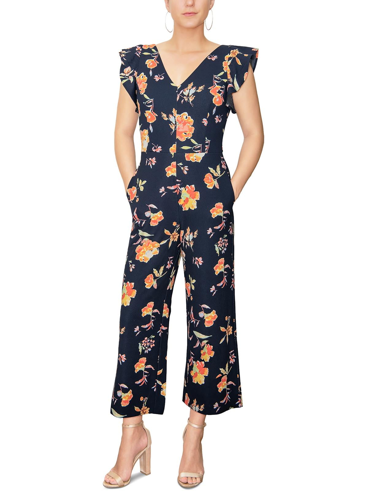 Rachel Rachel Roy Womens V-Neck Cropped Jumpsuit - Walmart.com