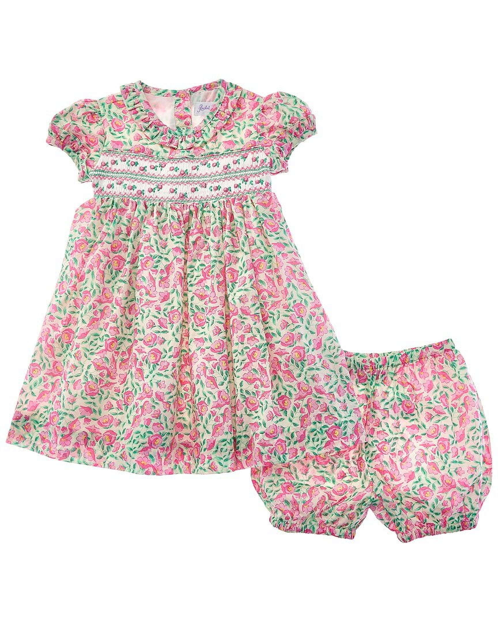 Rachel Riley girls Leafy Floral Smocked Dress & Bloomer Set, 24M ...