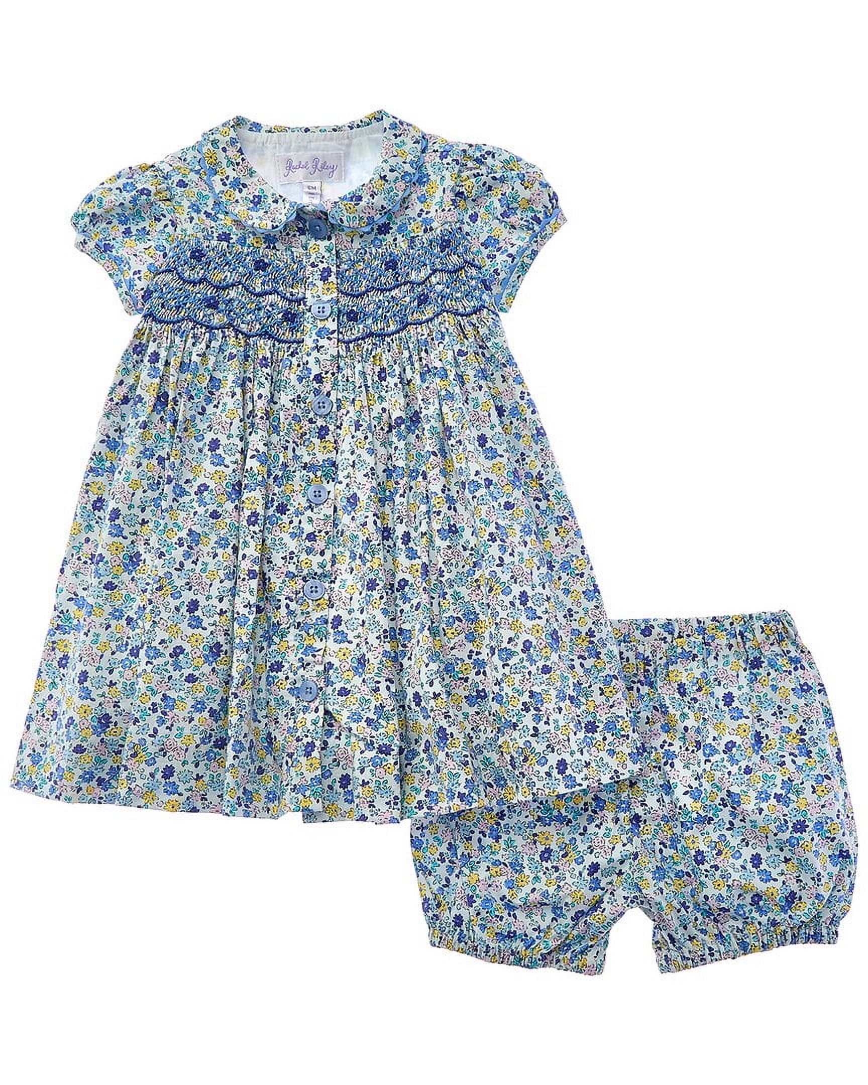 Rachel Riley girls Pastel Floral Smocked Button-Front Dress, 24M ...