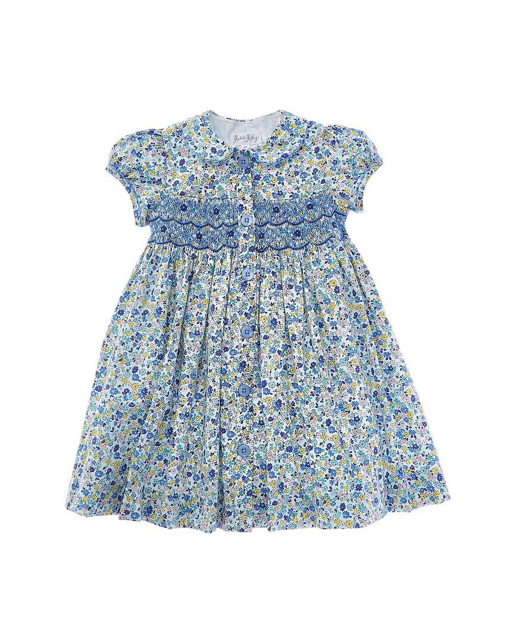 Rachel Riley girls Pastel Floral Smocked Button-Front Dress, 8Y ...