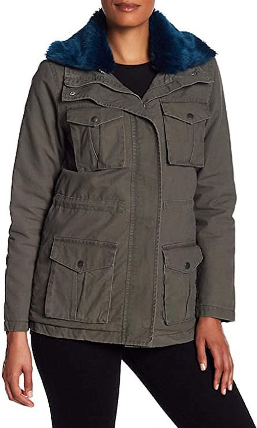 Rachel Roy Faux-Fur-Collar Utility & Lining Jacket Parka - Dark Olive ...