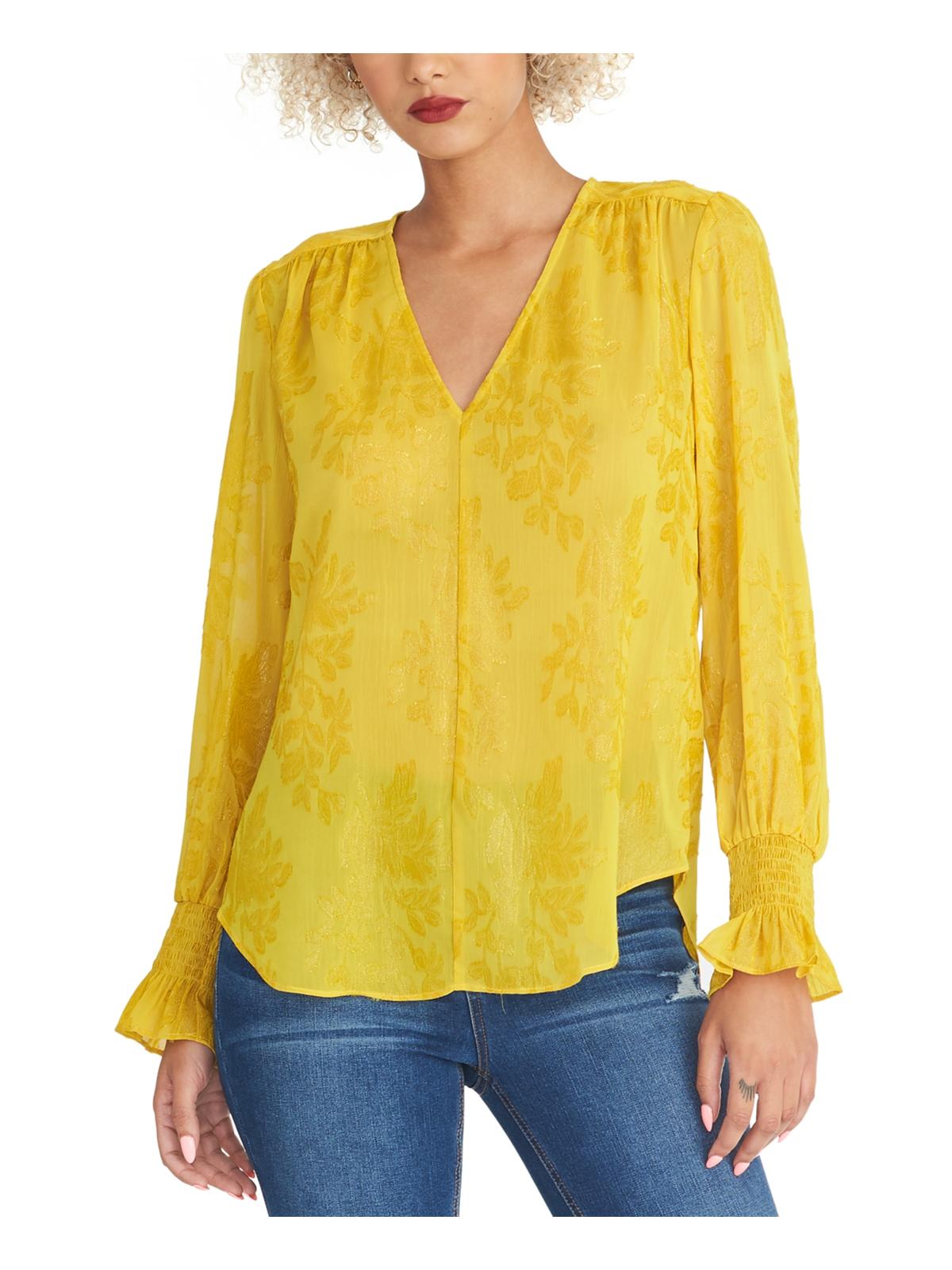 Rachel Roy Women's Lulu V-Neck Shirred-Cuff Top Yellow Size XX Large ...