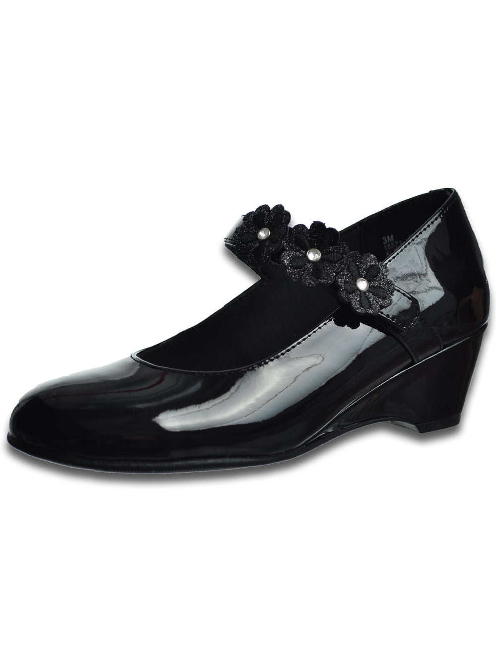 Rachel Shoes Girls' Adeline Wedge Pumps Daisy Shoes - black, 2 youth ...