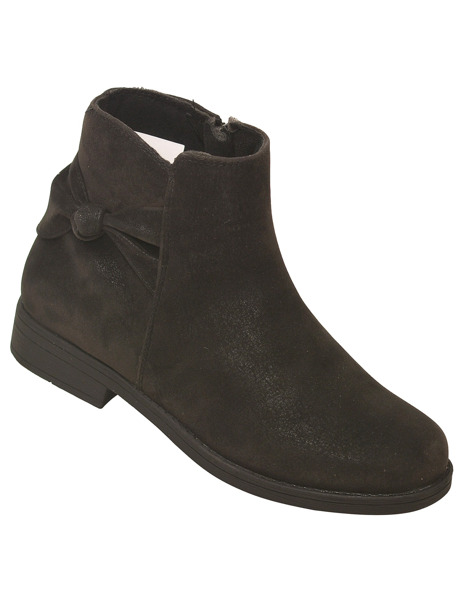 Rachel Shoes Girls Black Suede Knot Low Ankle Side Zipper Fashion Boots ...