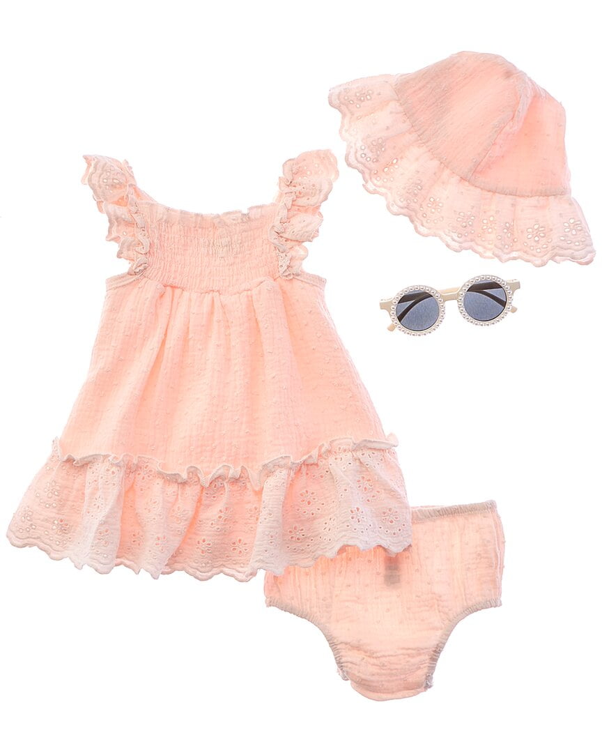 Rachel Zoe girls 4pc Dobby Gauze Dress Set with Sunglasses, 3/6M ...