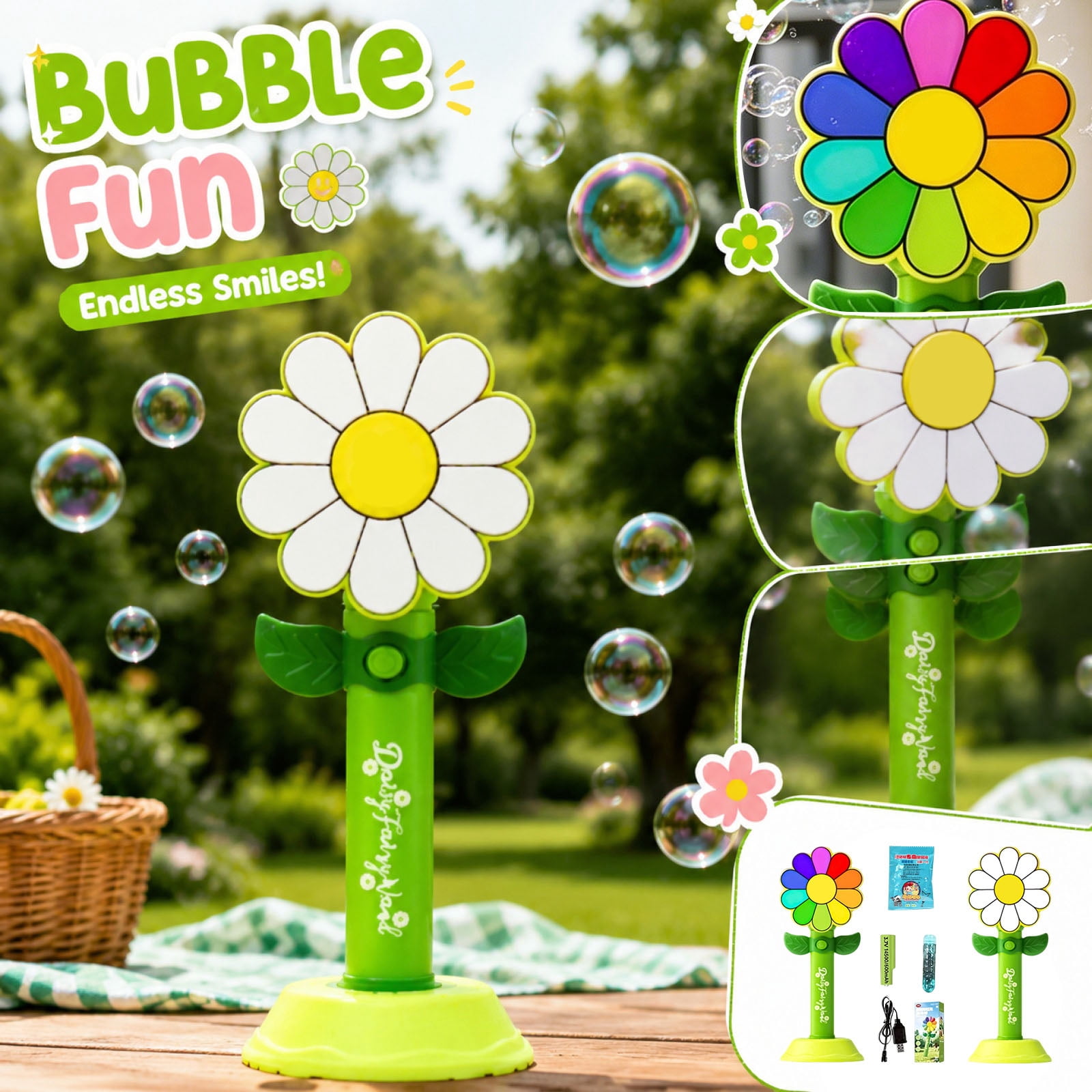 Racifhz Sunflower Automatic Bubble Machine - Outdoor Summer with Bubble ...