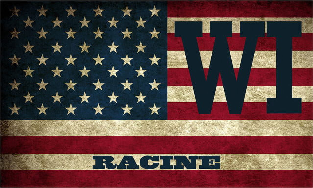 Racine WI Wisconsin Racine County Vintage US Flag Decal Bumper Sticker ...