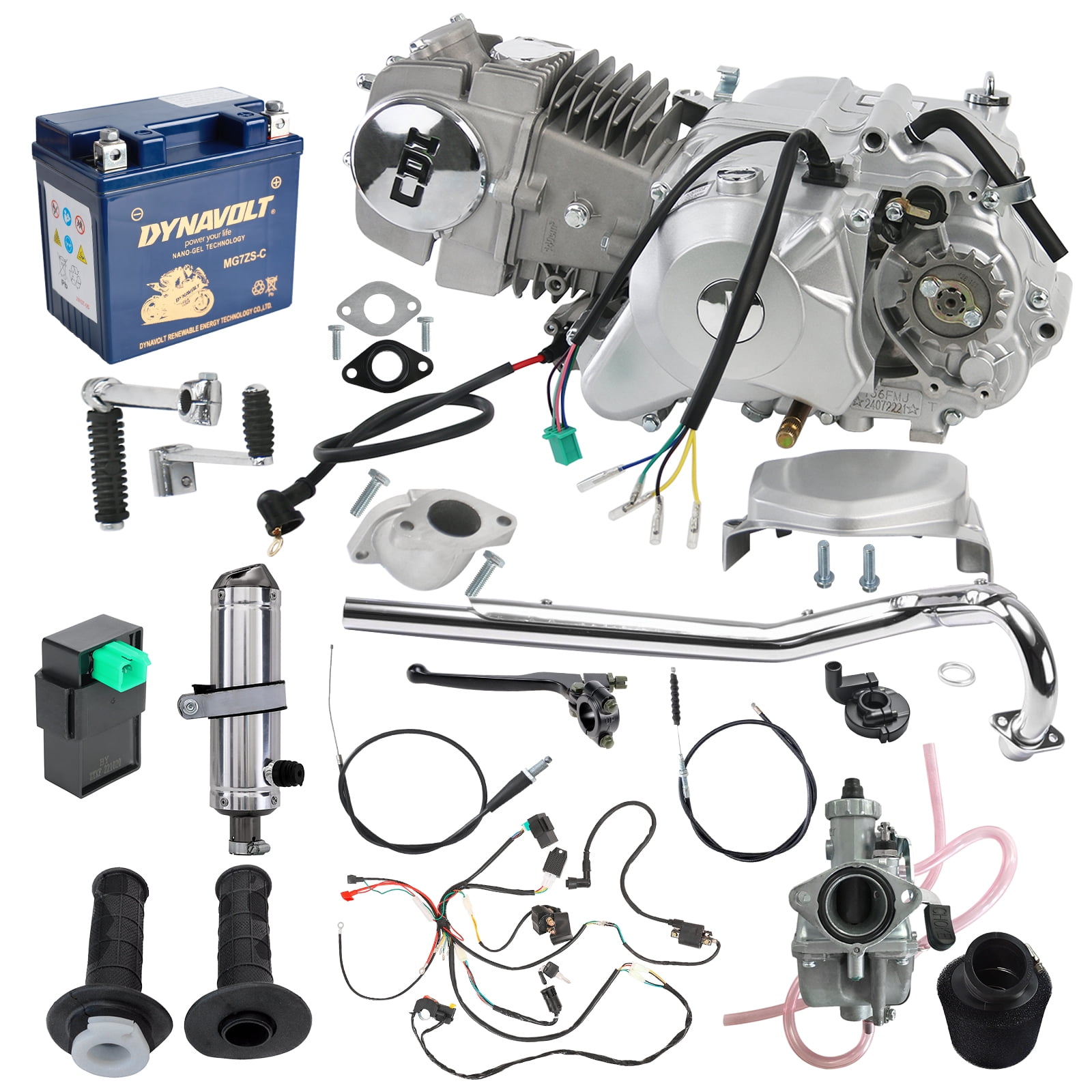 Racing 140cc Engine Motor Complete Kit, 4 Stroke Motor 4 Speed Pit Bike ...